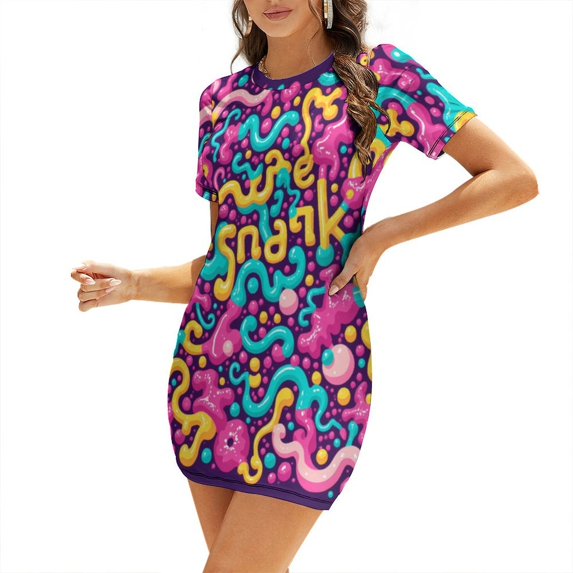 Colorful Whimsical Abstract Composition Dress Summer Elegant Women's ...