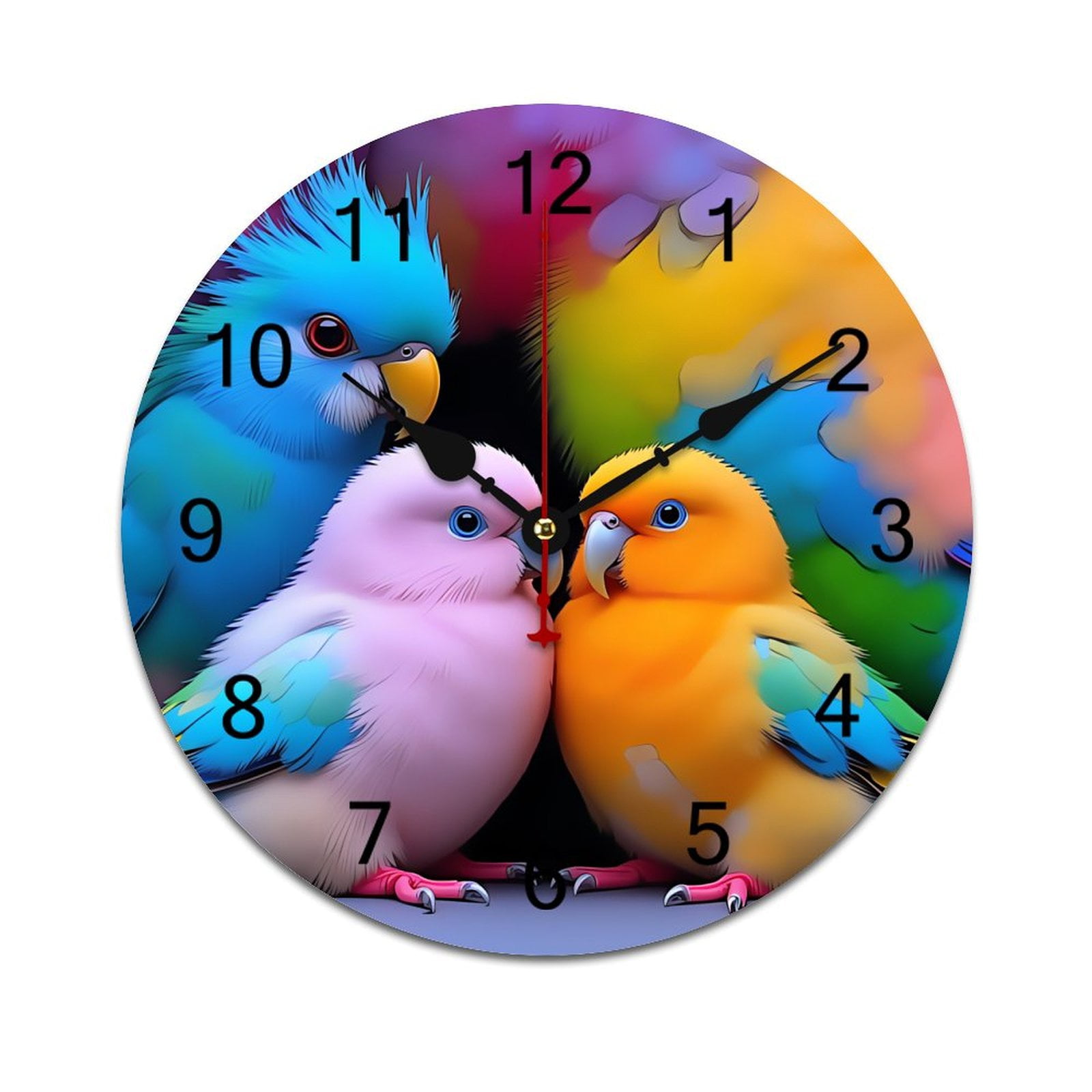 Colorful, Whimsical Bird Word Saying Big Wall Clock Home Decor Art ...