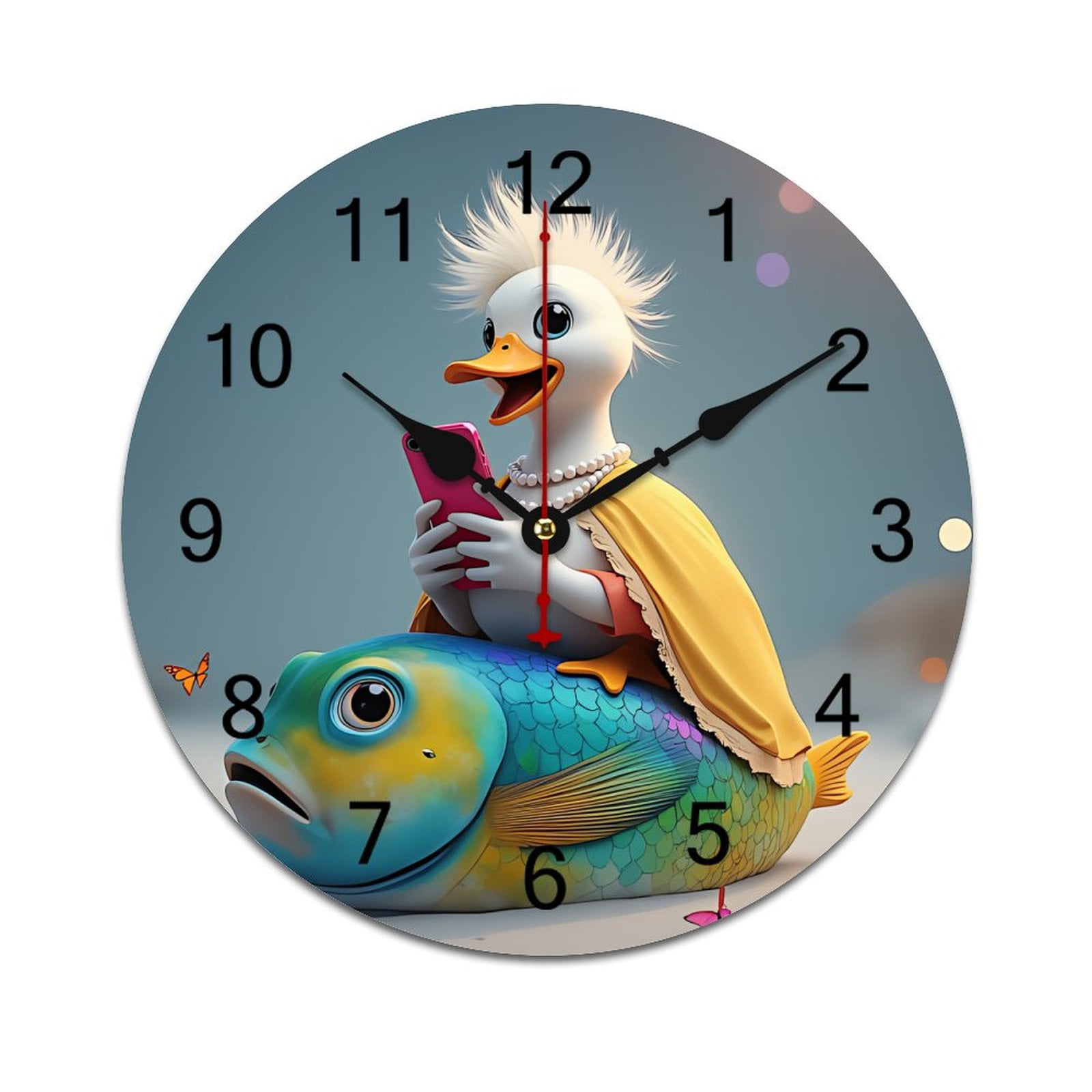 Colorful, Whimsical Bird Word Saying Big Wall Clock Home Decor Art ...