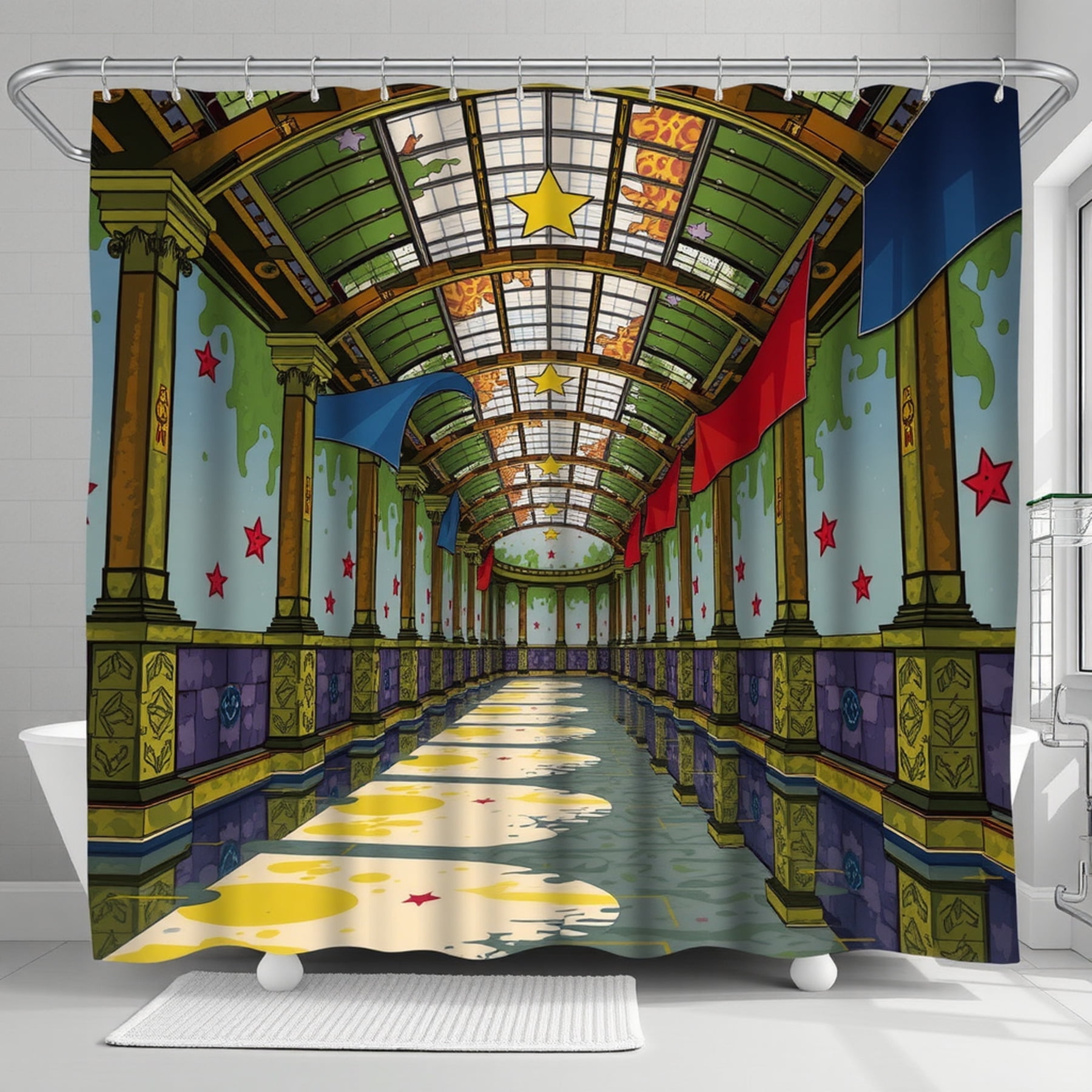 Colorful Whimsical Shower Curtain - Vibrant Patterns & Stained Glass ...