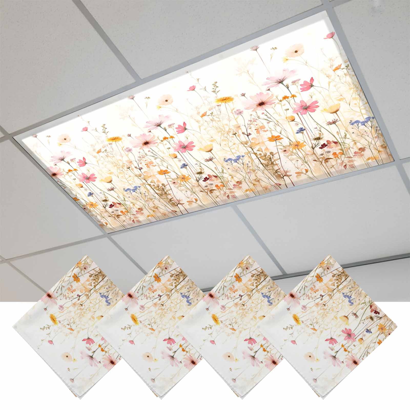 Colorful Wildflower Fluorescent Light Covers, Botanical Vintage Floral ...