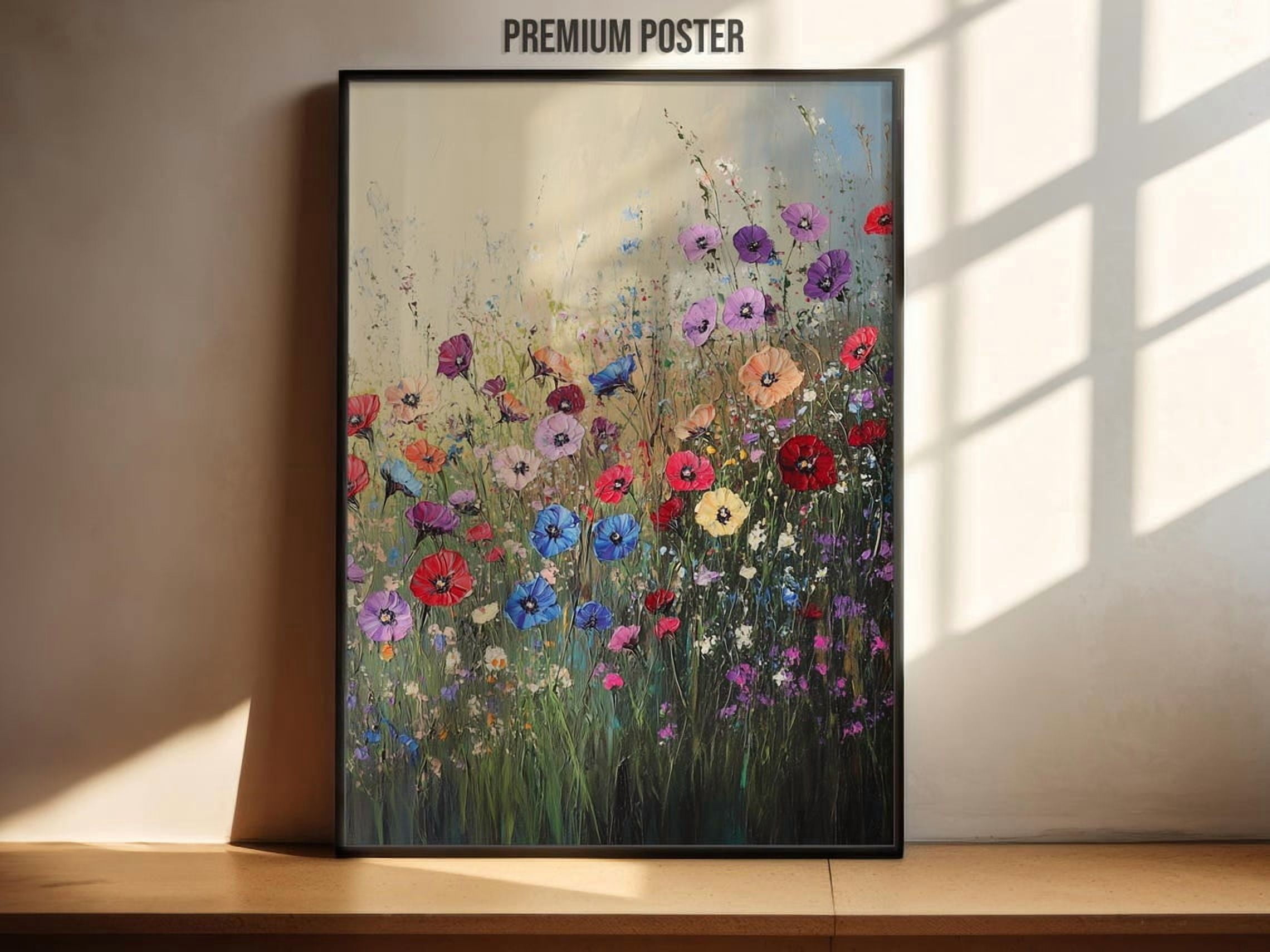 Colorful Wildflower Meadow Poster, Floral Field Wall Art, Unframed ...