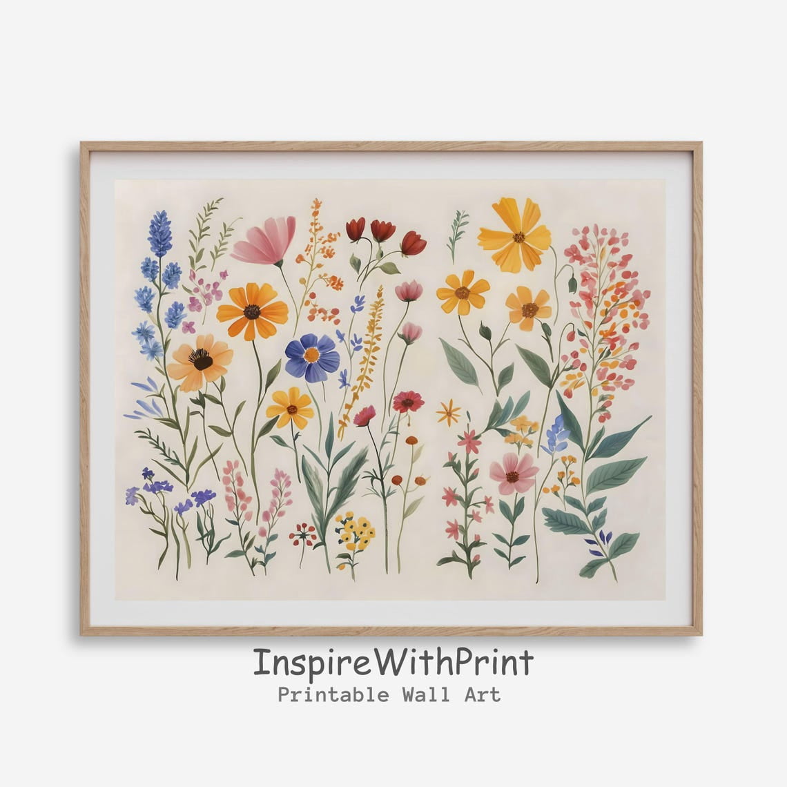 Colorful Wildflower Poster Boho Floral Botanical Art Printable Pastel ...