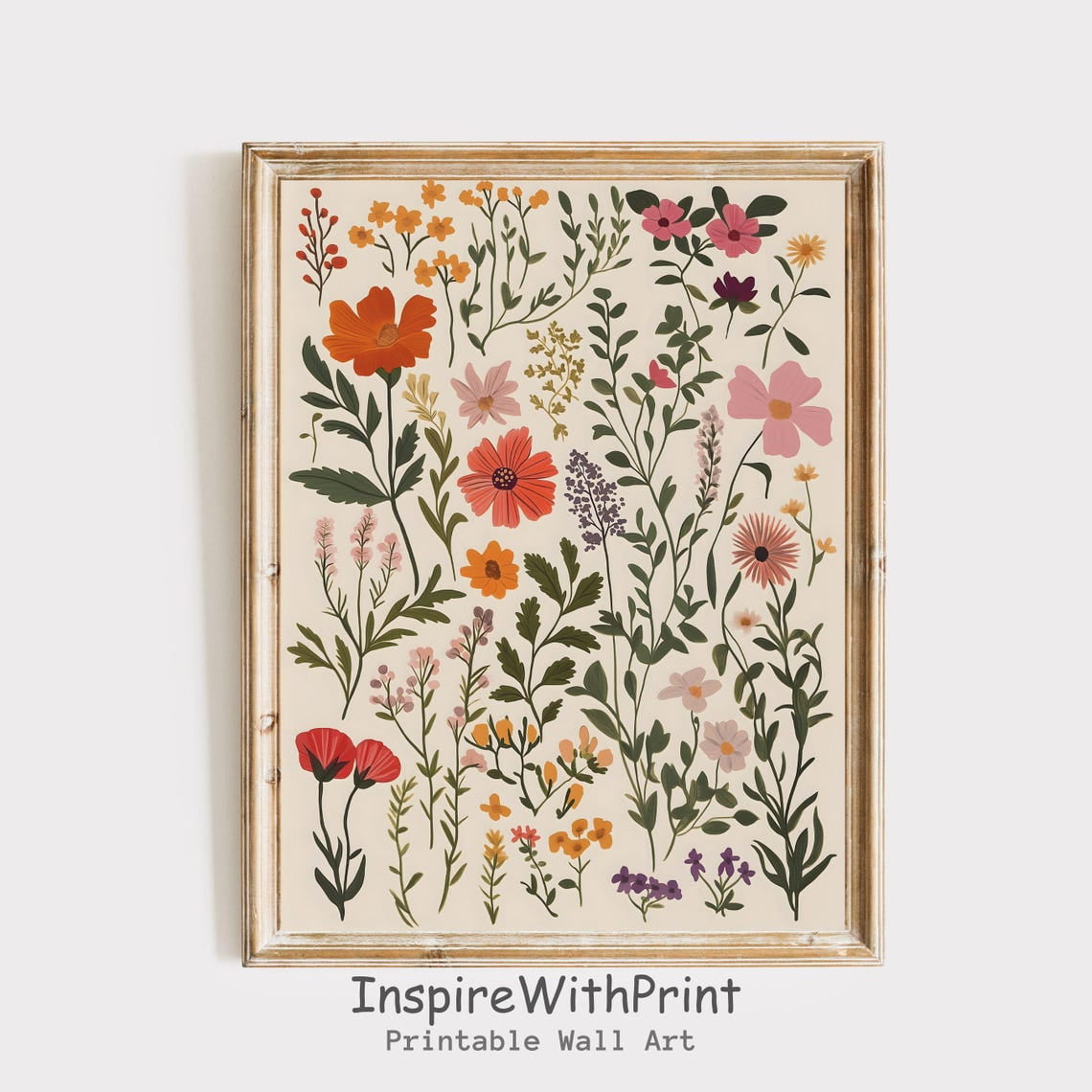 Colorful Wildflower Poster Boho Flower Botanical Printable, Floral ...