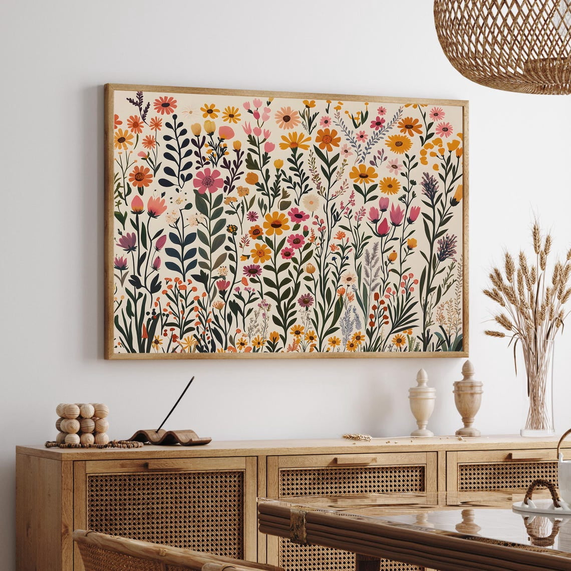 Colorful Wildflower Print, Boho Flower Botanical Art, Unframed Paper ...