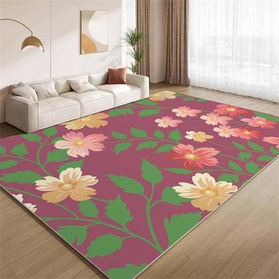 Colorful Wildflowers Area Rugs Vintage Plants Flower Rugs Ultra Soft ...