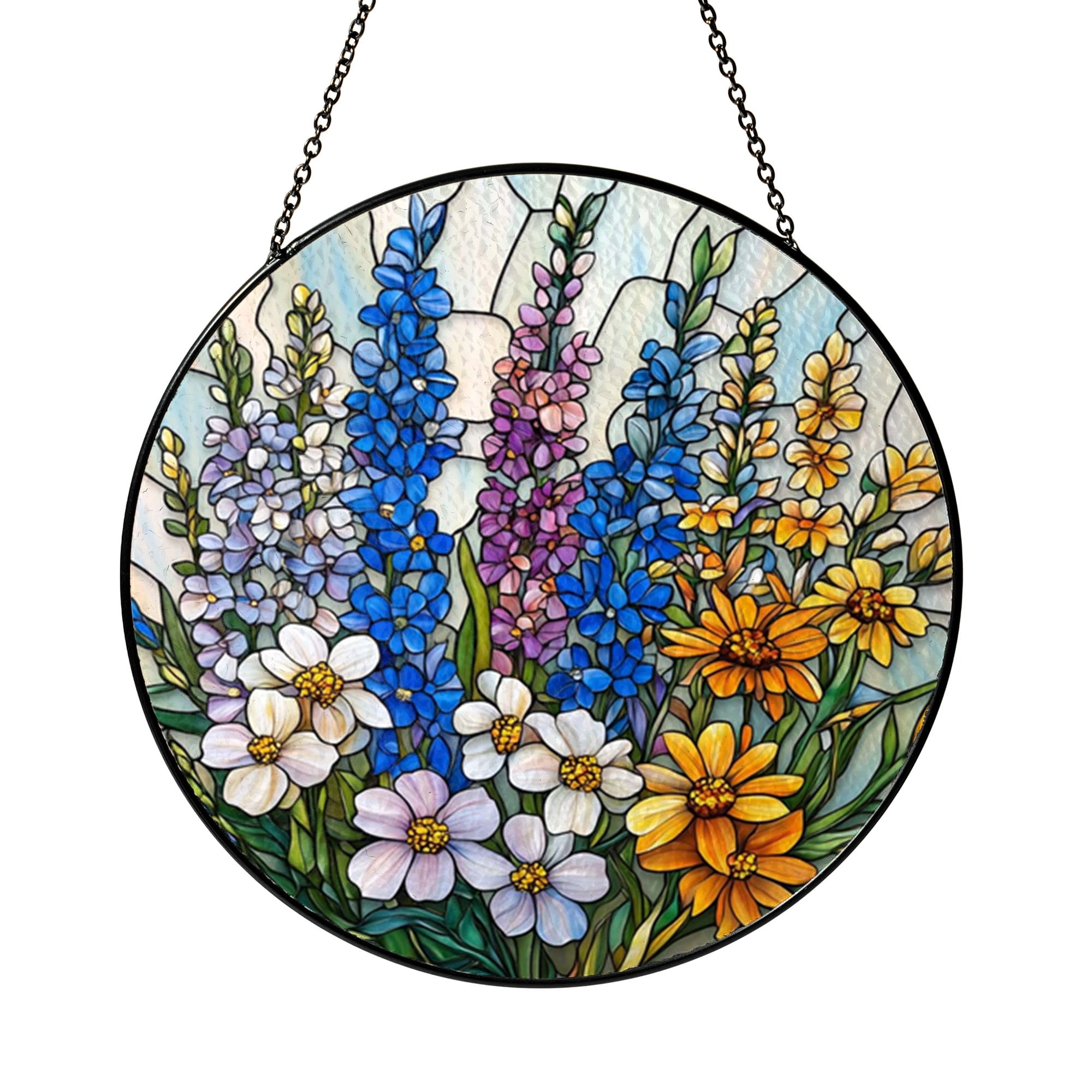 Colorful Wildflowers Field Stained Glass Suncatcher, Botanical Window ...
