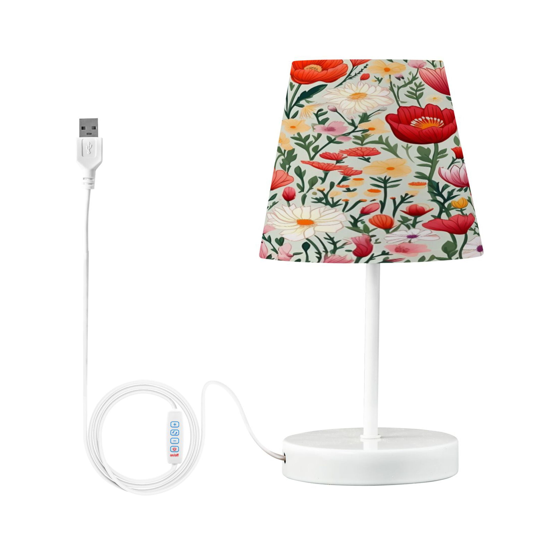 Colorful Wildflowers with Leaves Desk Lamp LED Table Nightstand Lamps ...