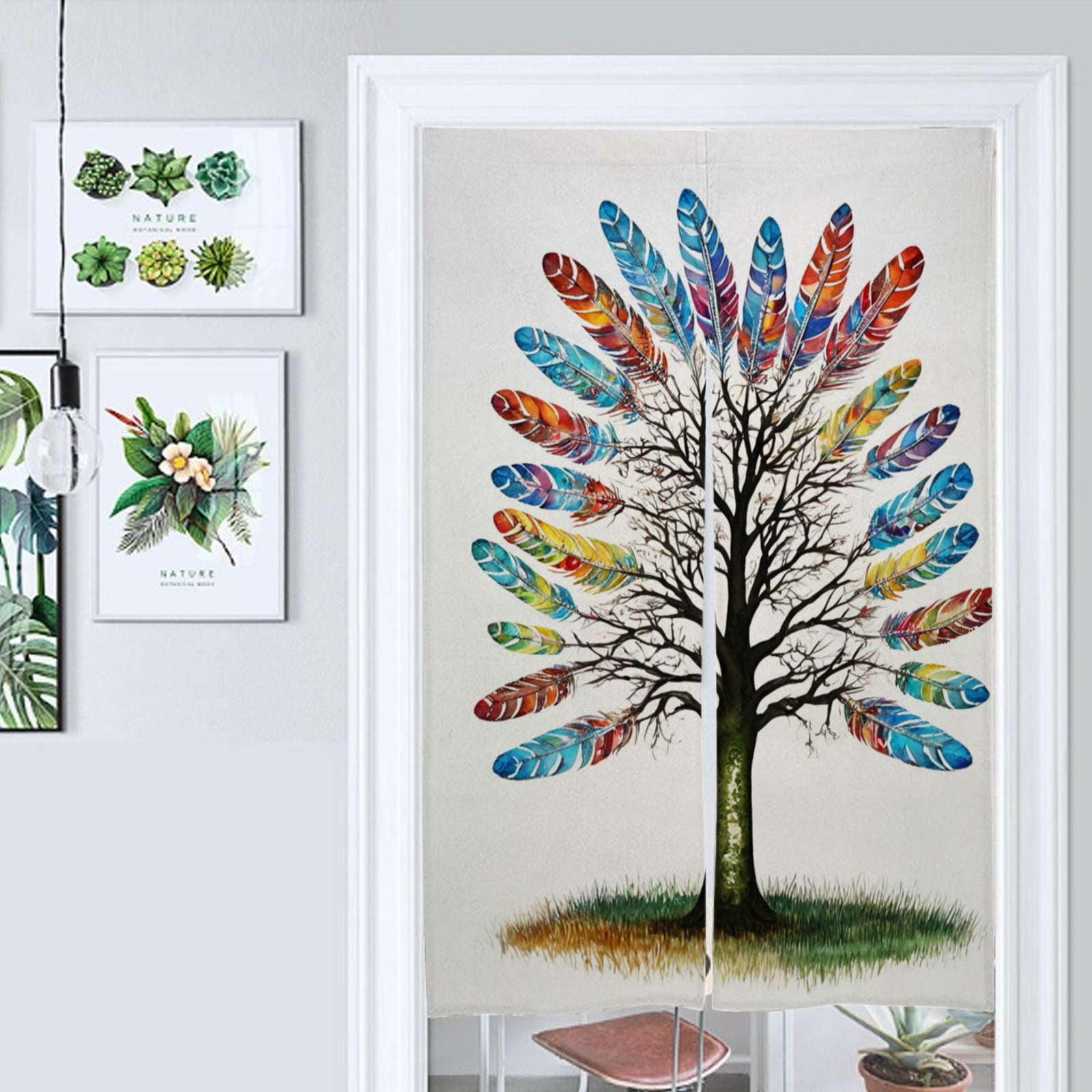 Colorful Windmill Tree Art Door Curtain Nordic Living Room DoorCurtain Porch Partition Curtain ...