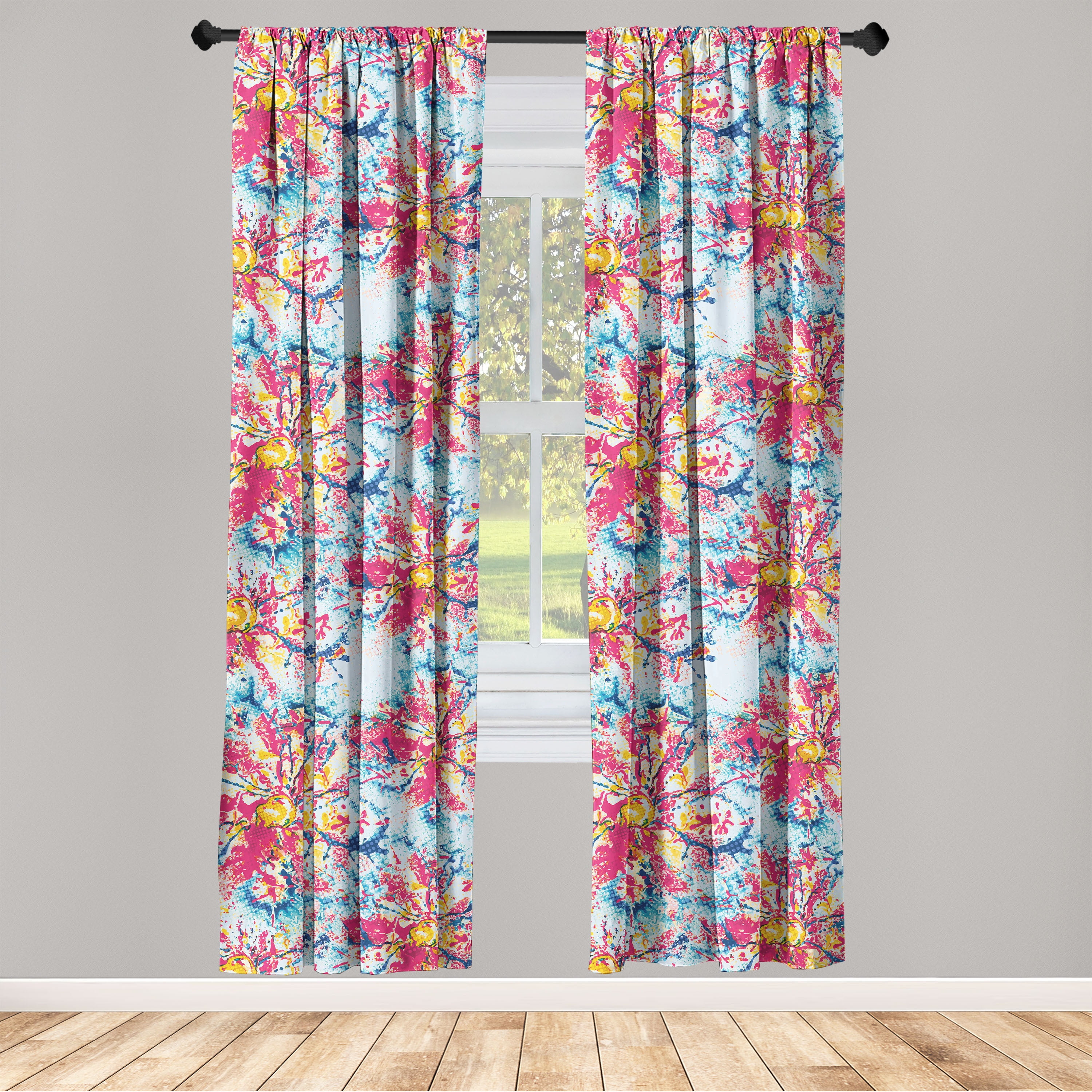 Colorful Window Curtains, Summer Fun Splashy Effect Colors of Flower ...