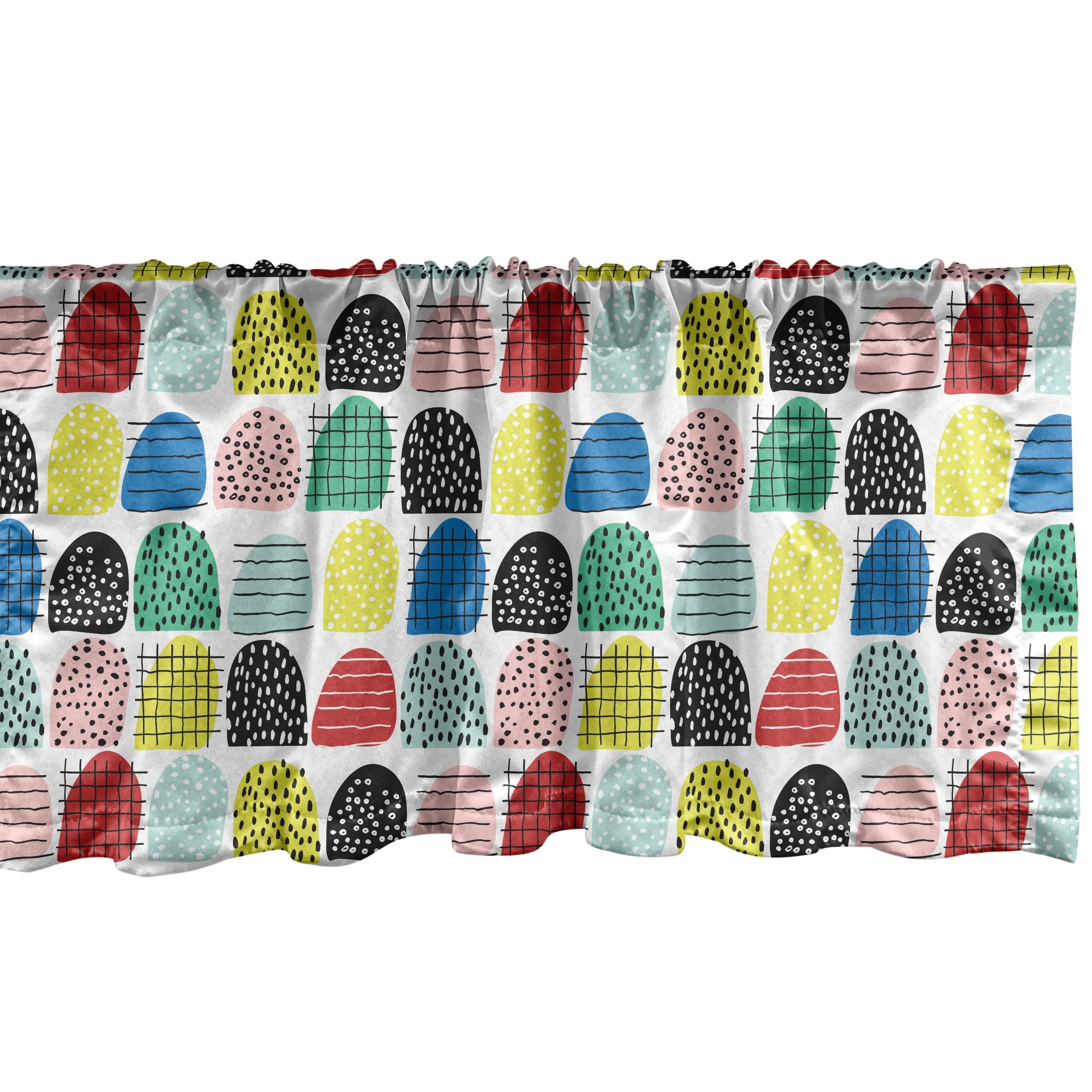 Ambesonne Colorful Window Valance, Hand-drawn Shapes Abstract, 42" x 18 ...
