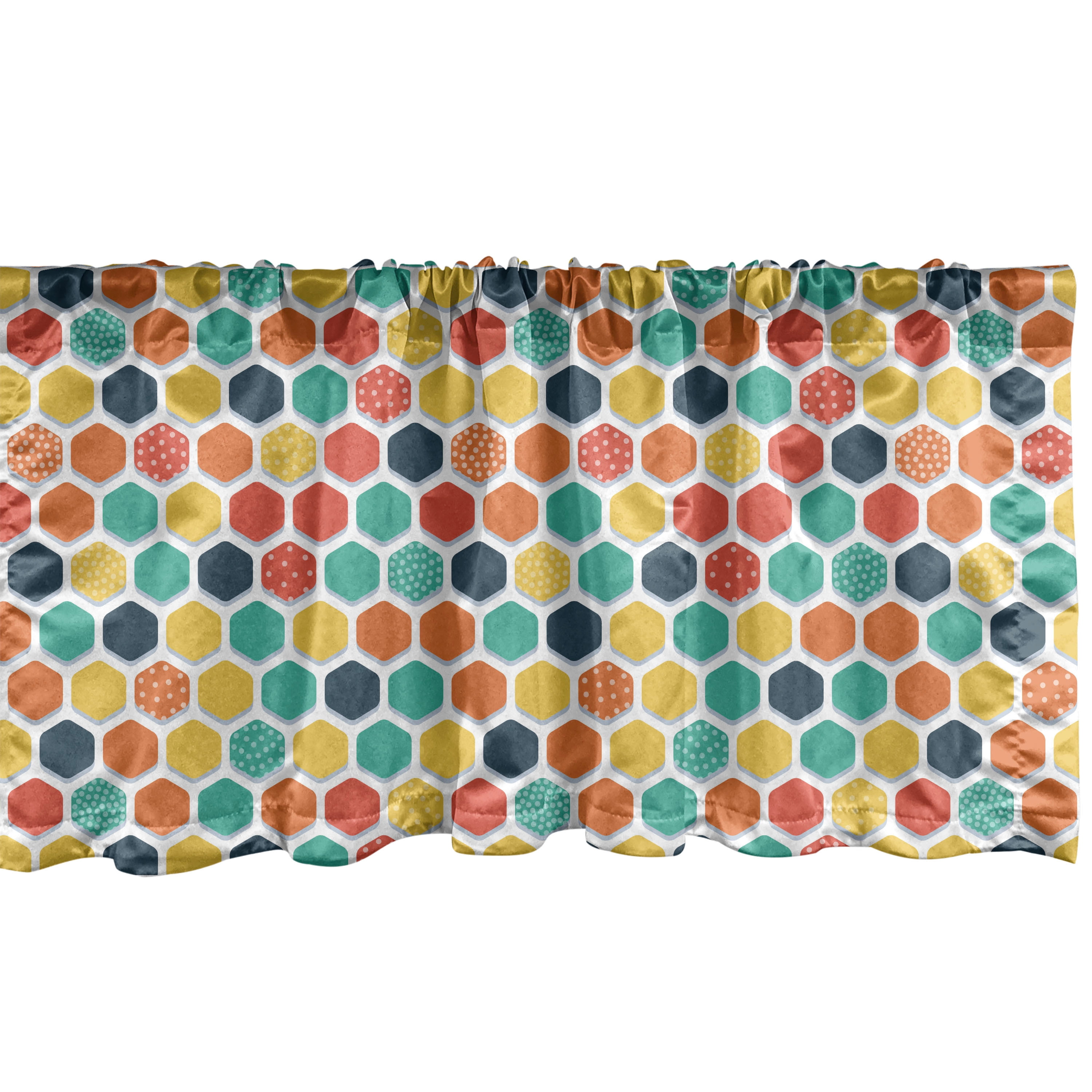 Colorful Window Valance Pack of 2, Pattern with Multicolored and Dotted ...