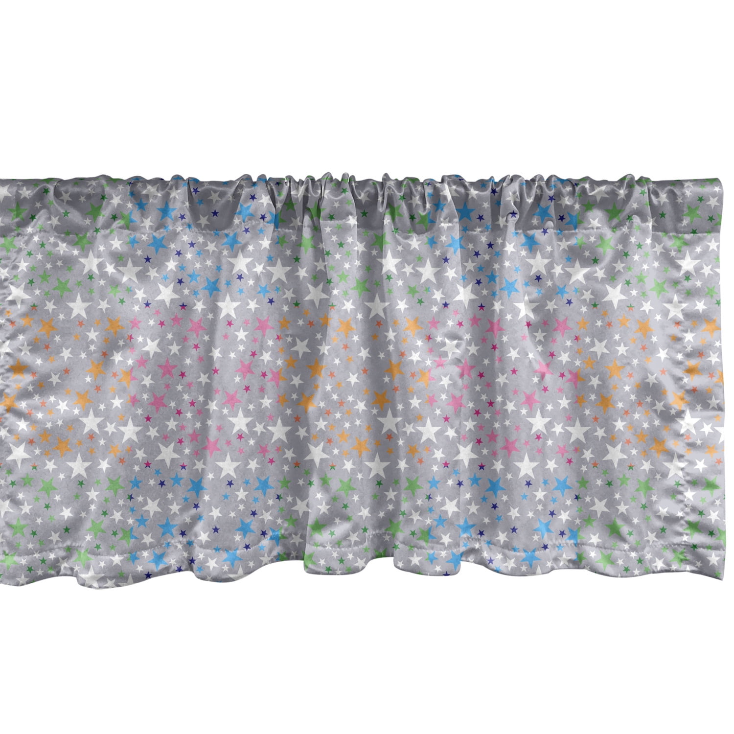 Ambesonne Colorful Valance Pack of 2, Abstract Colorful Stars, 54"X12 ...