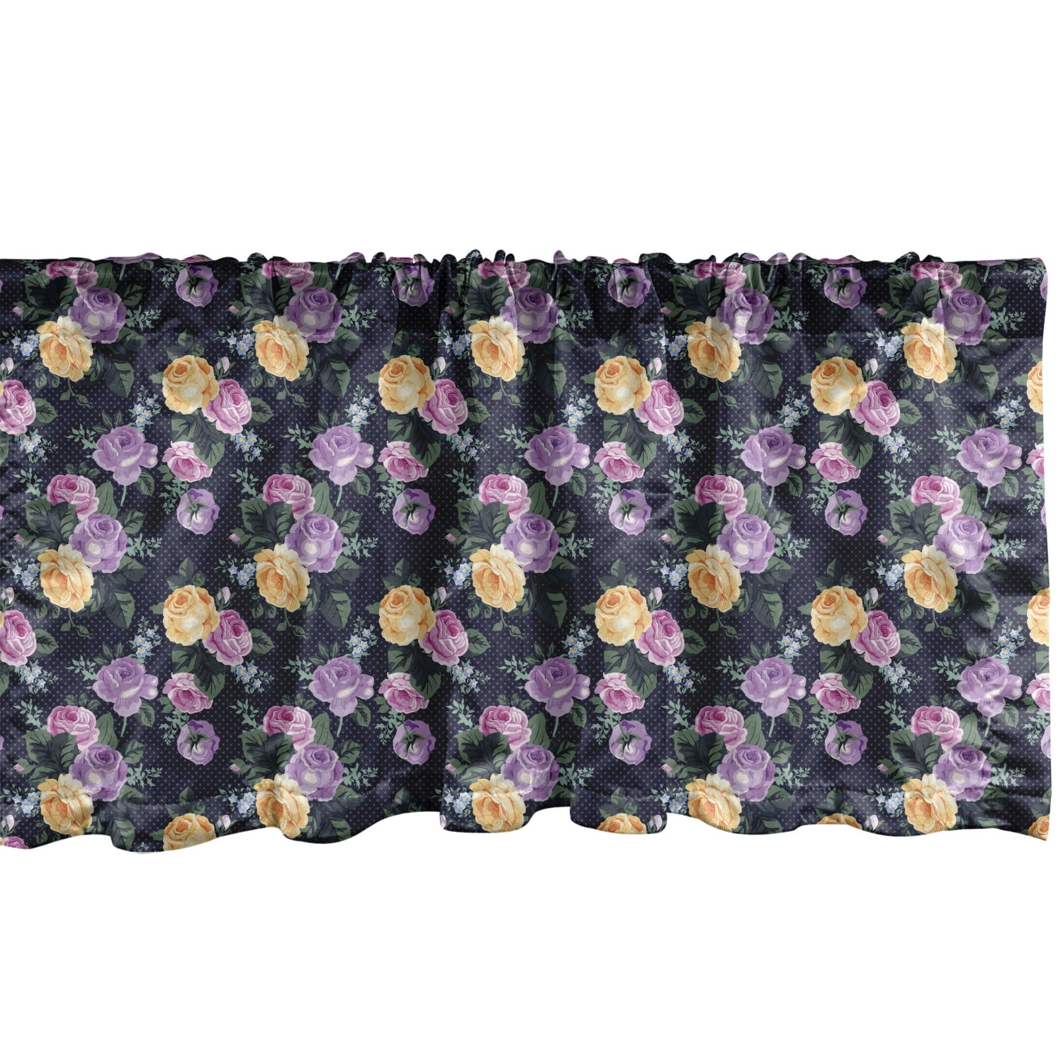 Ambesonne Colorful Valance Pack of 2, Victorian Inspired Roses, 54"X18 ...