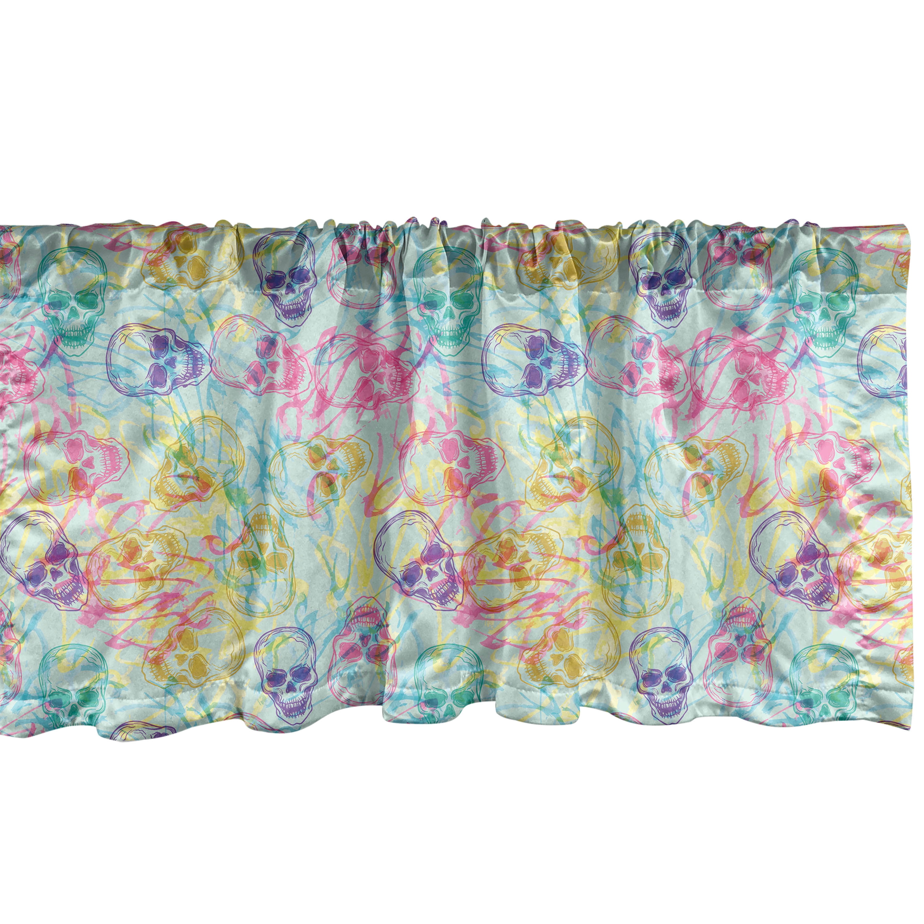 Colorful Window Valance, Psychedelic Skulls Optical Illusion Trippy ...