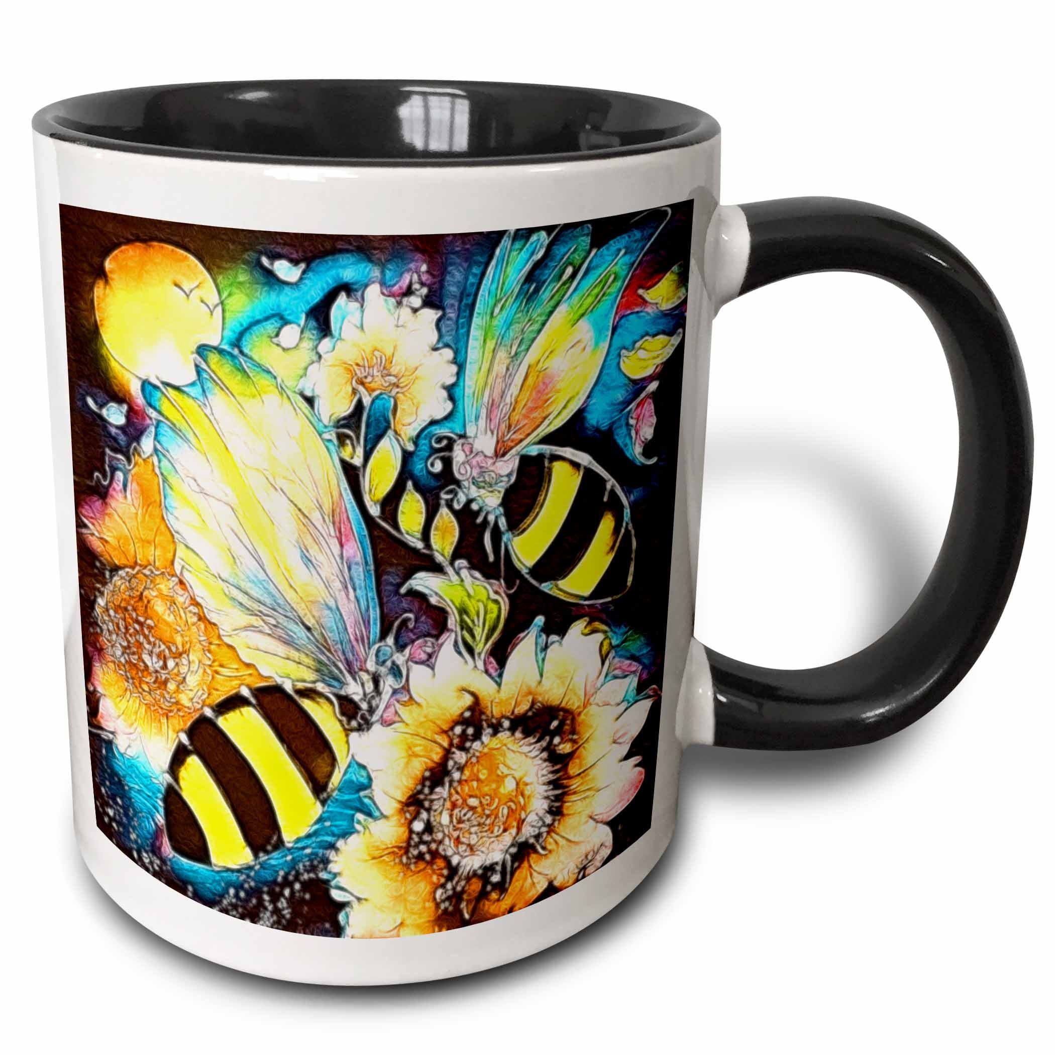 Colorful Wings Bumble Bees and Floral Nature Digital Art Design 15oz ...