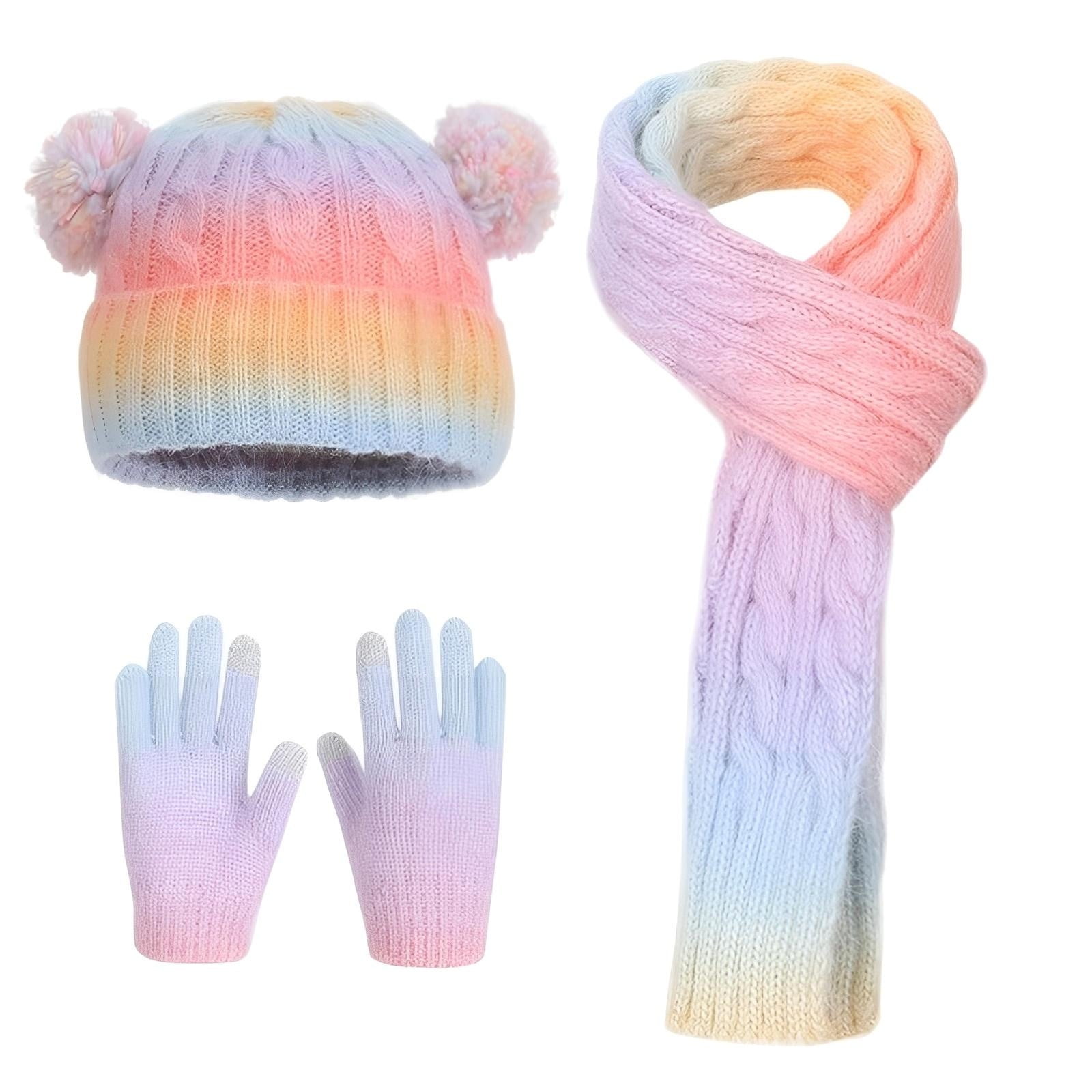 Colorful Winter Hat Scarf And Gloves Set For Children With Knit Neck ...