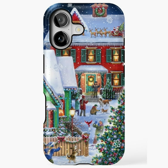 Colorful Winter Houses Snow Village Scene Phone Case iPhone Case 17 11 ...