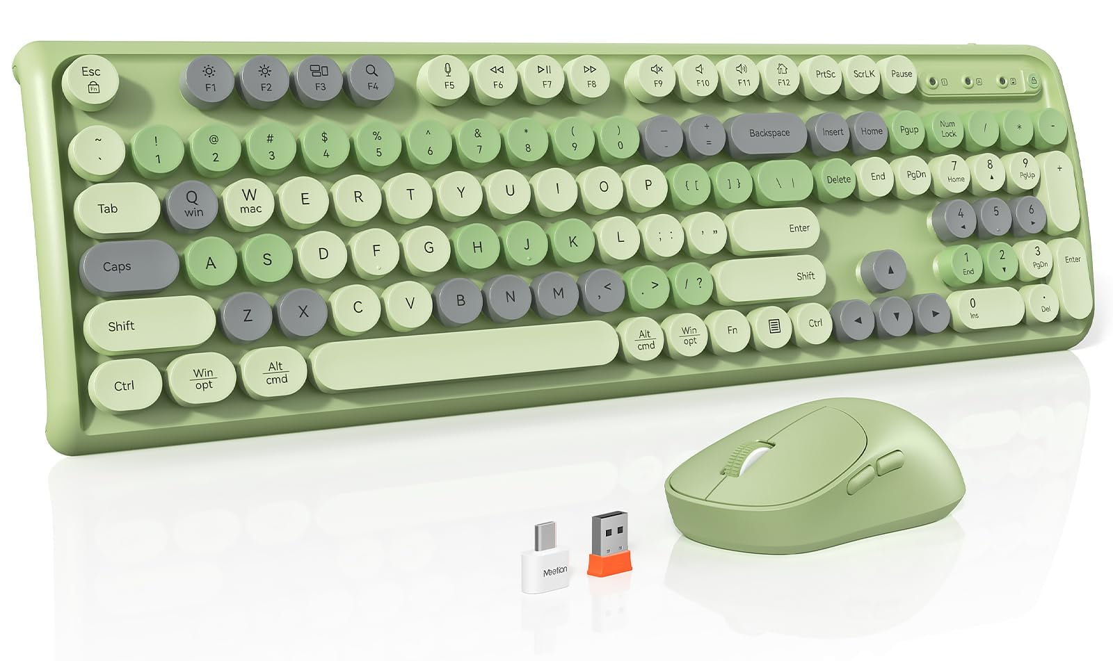 Colorful Wireless Computer Keyboards Mouse Combos,Full-Size Retro Typewiter Keyboard, 4 Level ...