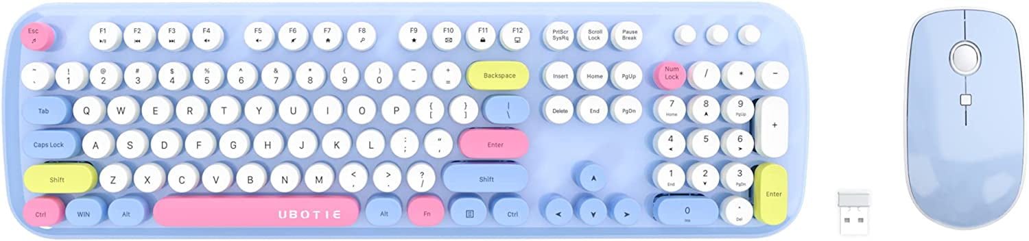 Colorful Wireless Computer Keyboards Mouse Combos, UBOTIE Polychrome ...