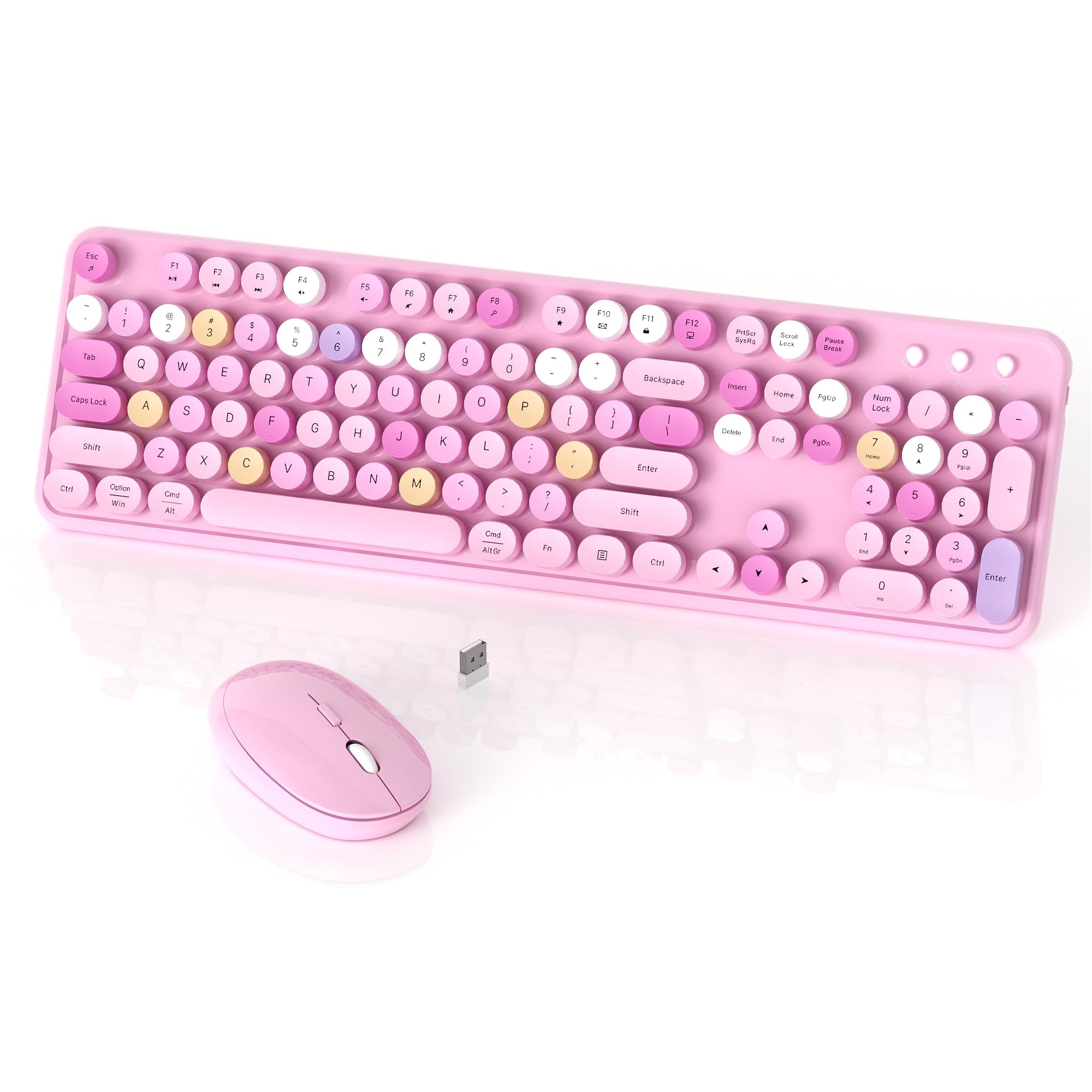 Colorful Wireless Keyboard and Mouse Combo, COVEVA 2.4GHz Wireless ...