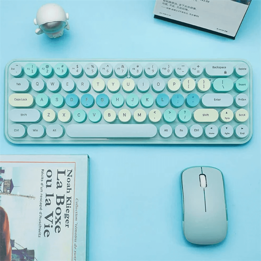 Colorful Wireless Keyboard and Mouse Ergonomic Small Size Typewriter ...
