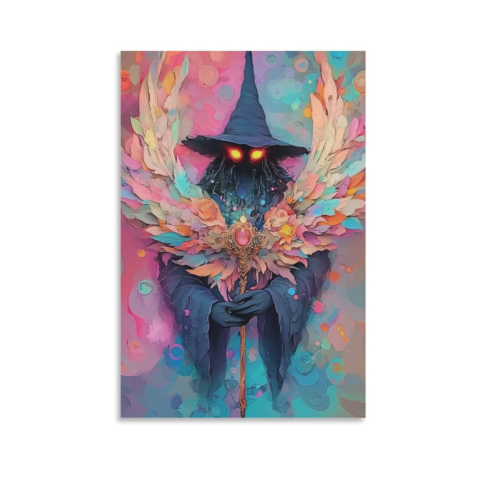 Colorful Wizard Painting Poster Cool Artworks Painting Wall Art Canvas ...