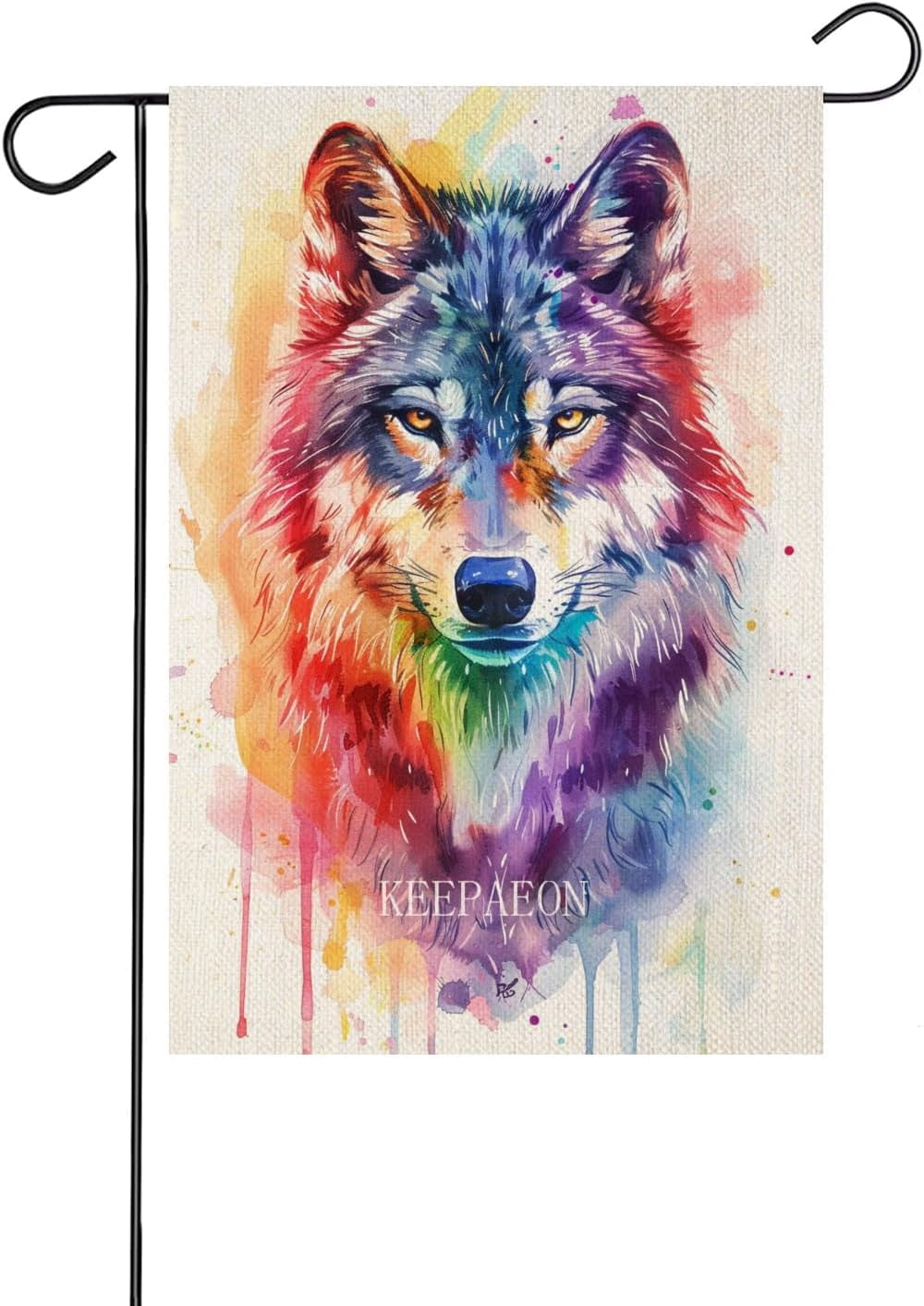 Colorful Wolf Garden Flag Double Sided Burlap 12x18 Inch Indoor Outdoor ...