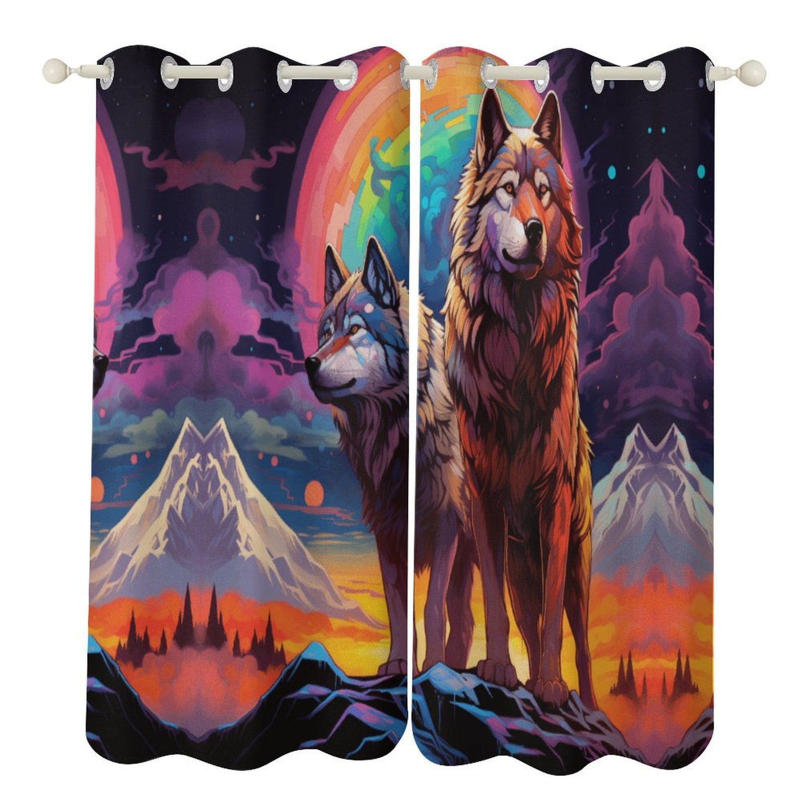 Colorful Wolf Modern Window for Living Room Curtains for Child Bedroom ...
