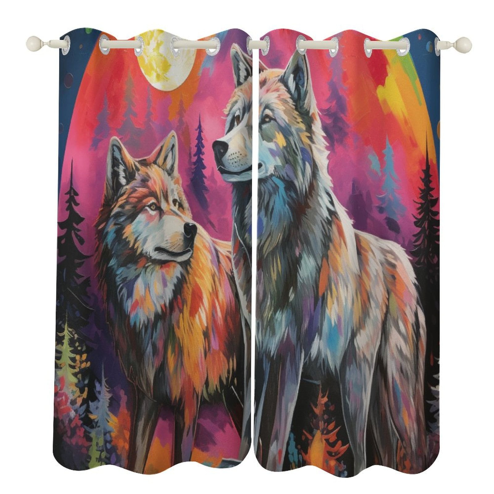 Colorful Wolf Modern Window for Living Room Curtains for Child Bedroom ...
