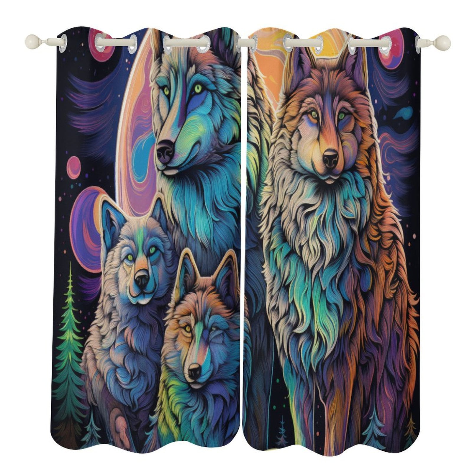 Colorful Wolf Modern Window for Living Room Curtains for Child Bedroom ...