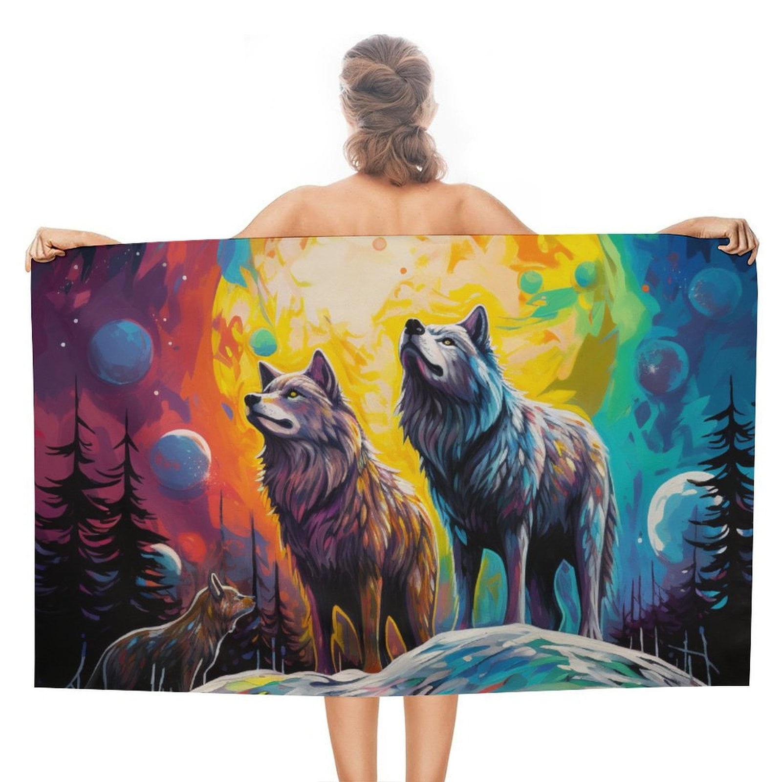 Colorful Wolf Oversized -Washed Lightweight Quick Dry Beach Towels - 32 ...