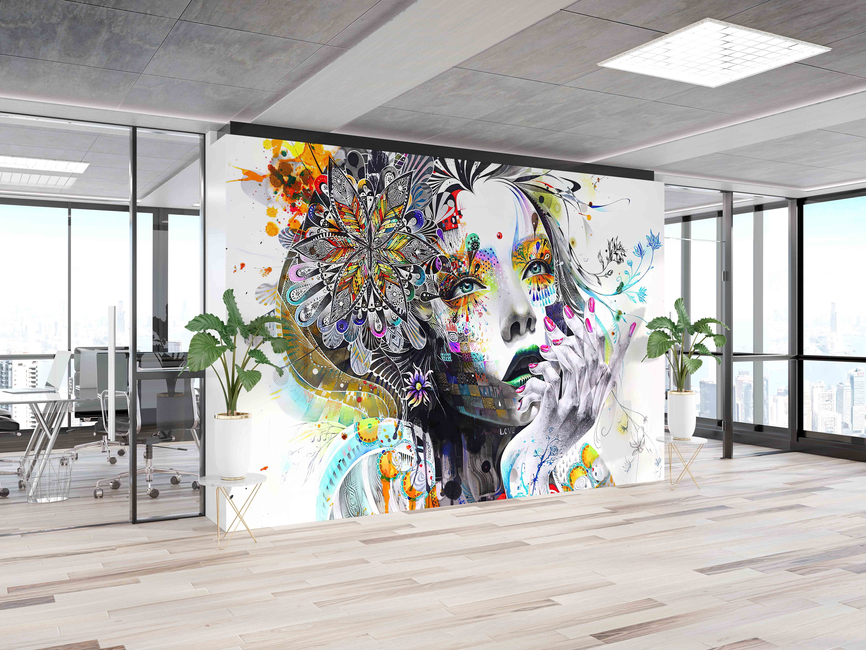 Colorful Woman Wall Art, Colorful Mural, 3d Wallpaper, Custom Wallpaper ...