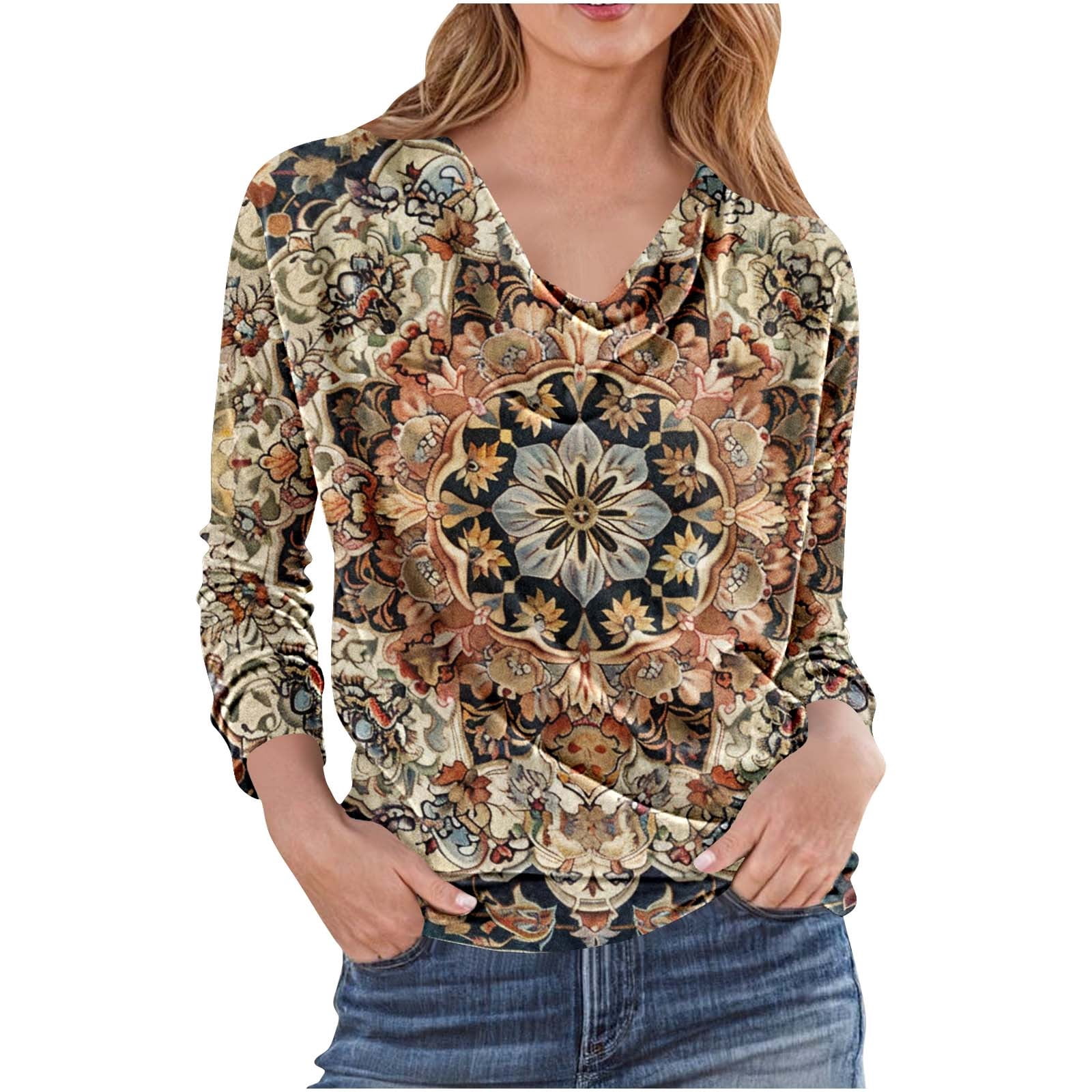 Colorful Women Lounge T Shirts Long Sleeve Tee Tops for Women Collared ...
