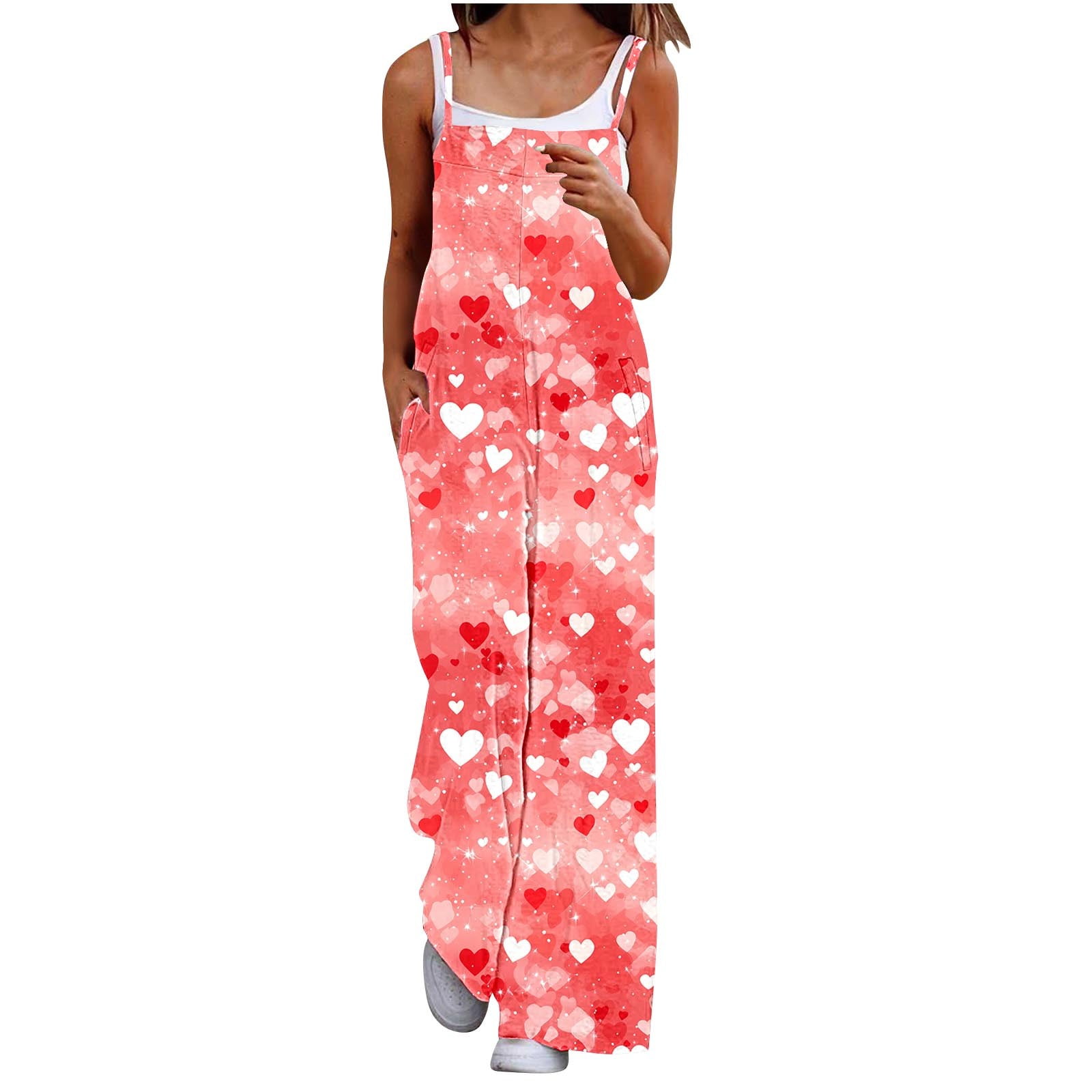Colorful Women Love Graphic Loose Fit Jumpsuits Coveralls Pants Unitard ...