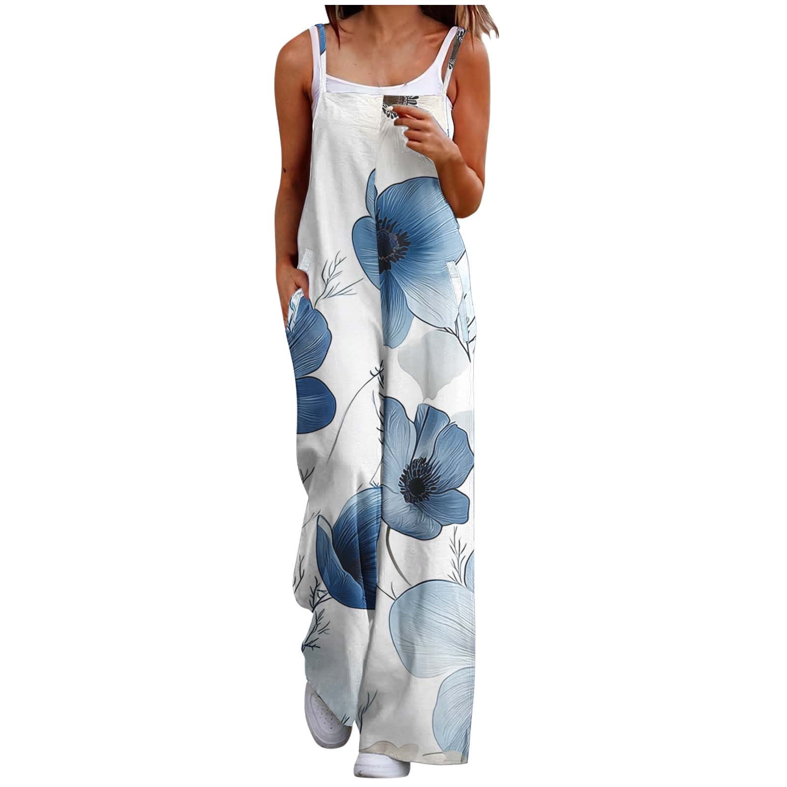 Colorful Women Overall Straight Leg Long Leg Graphic Loose Fit Overalls ...