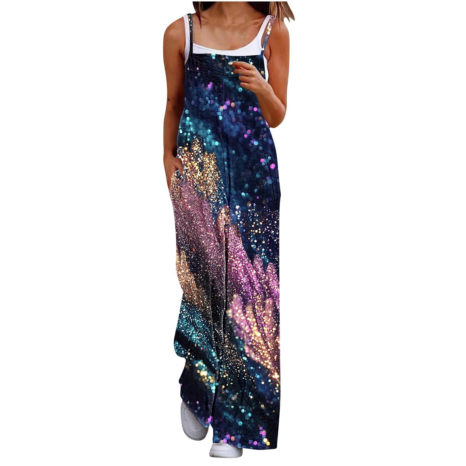 Colorful Women Pants Colorful Graphic Loose Fit Bib Pants Pants One ...