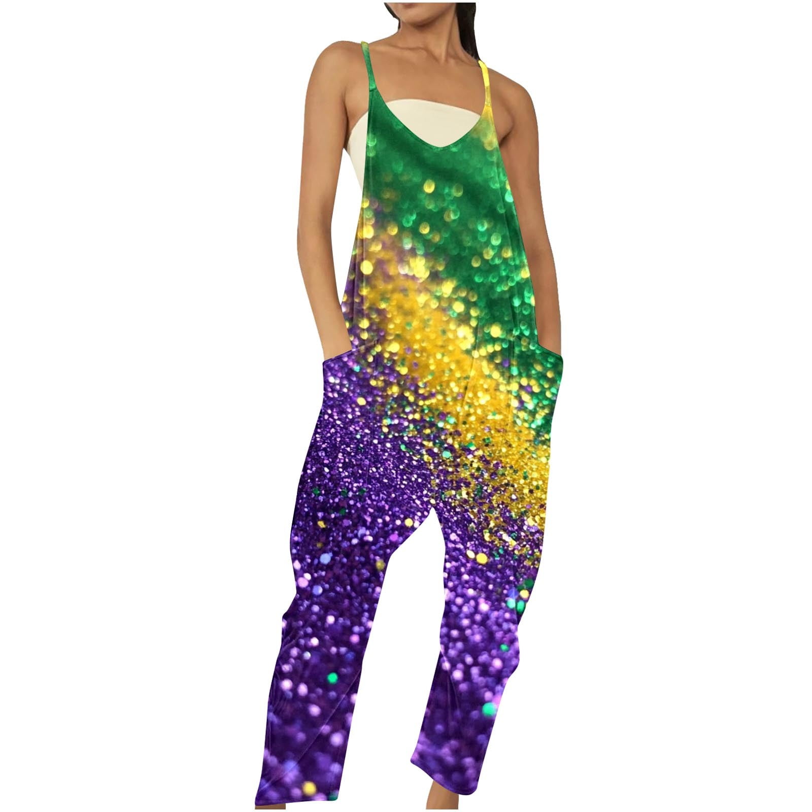 Colorful Women Straight Leg Long Leg Pants Color Block Loose Fit ...