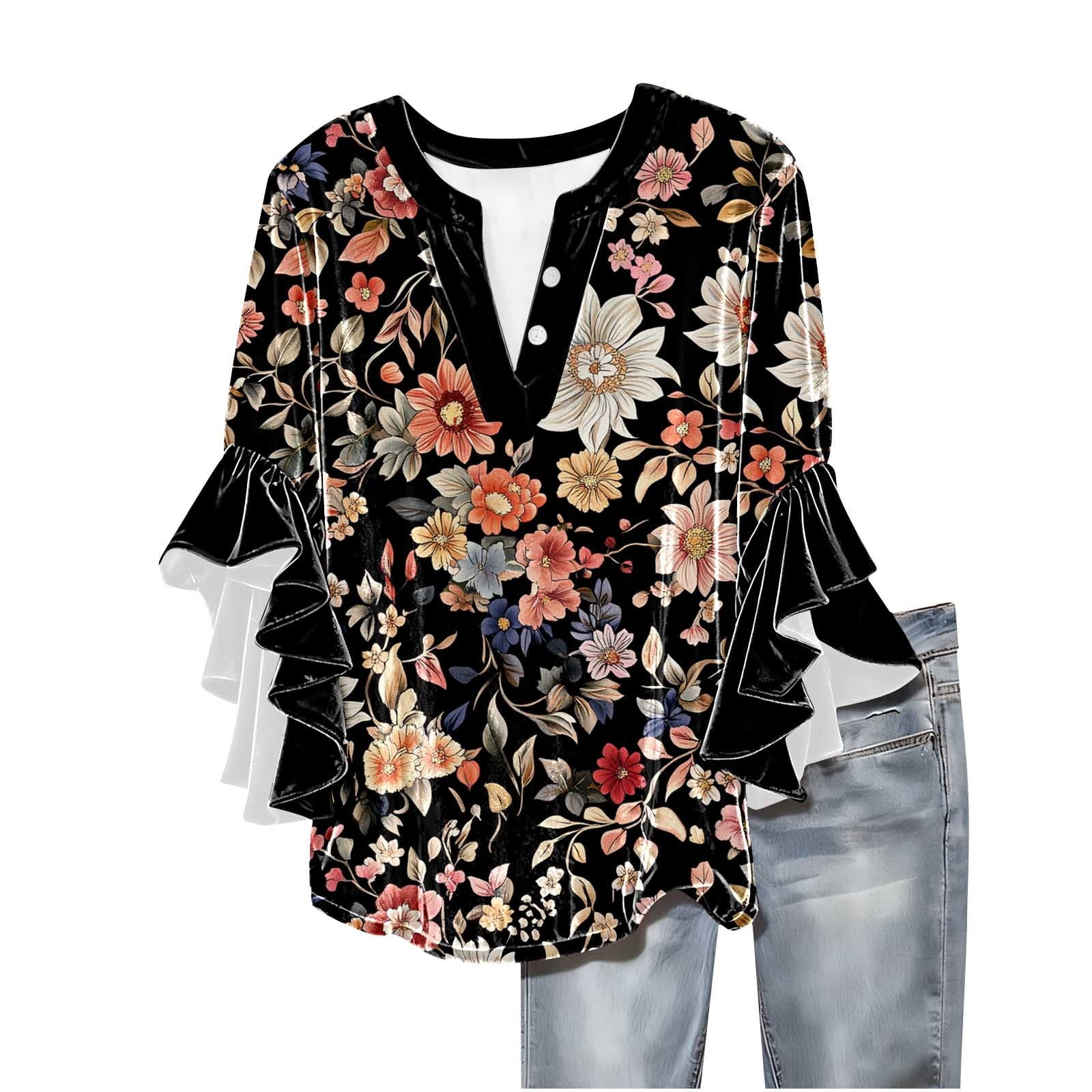 Colorful Women V Neck Lace Velour T Shirts Casual Button Tee Tops for ...