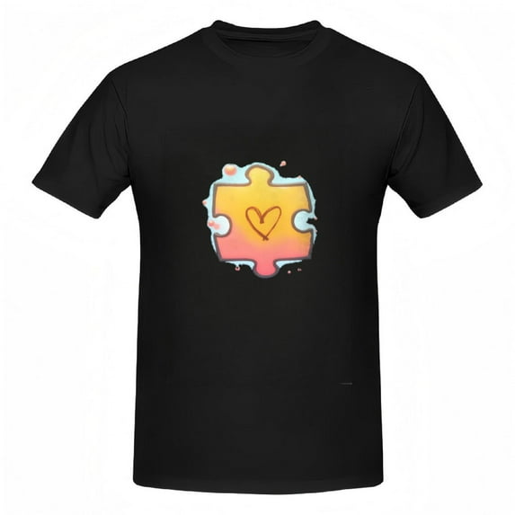 Colorful Women's Cotton Short Sleeve T-Shirt with Vibrant Puzzle Piece ...