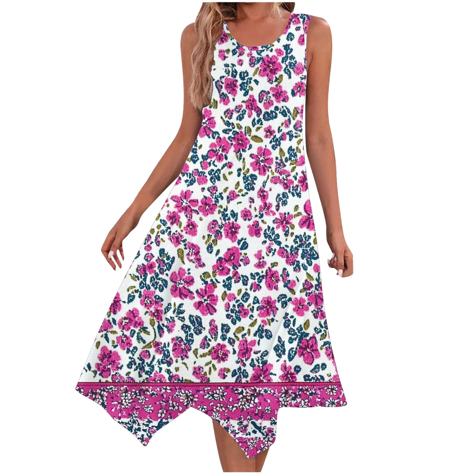 Colorful Womens Hawaiian Cami Tank Tropical Midi Graphic Dresses for ...