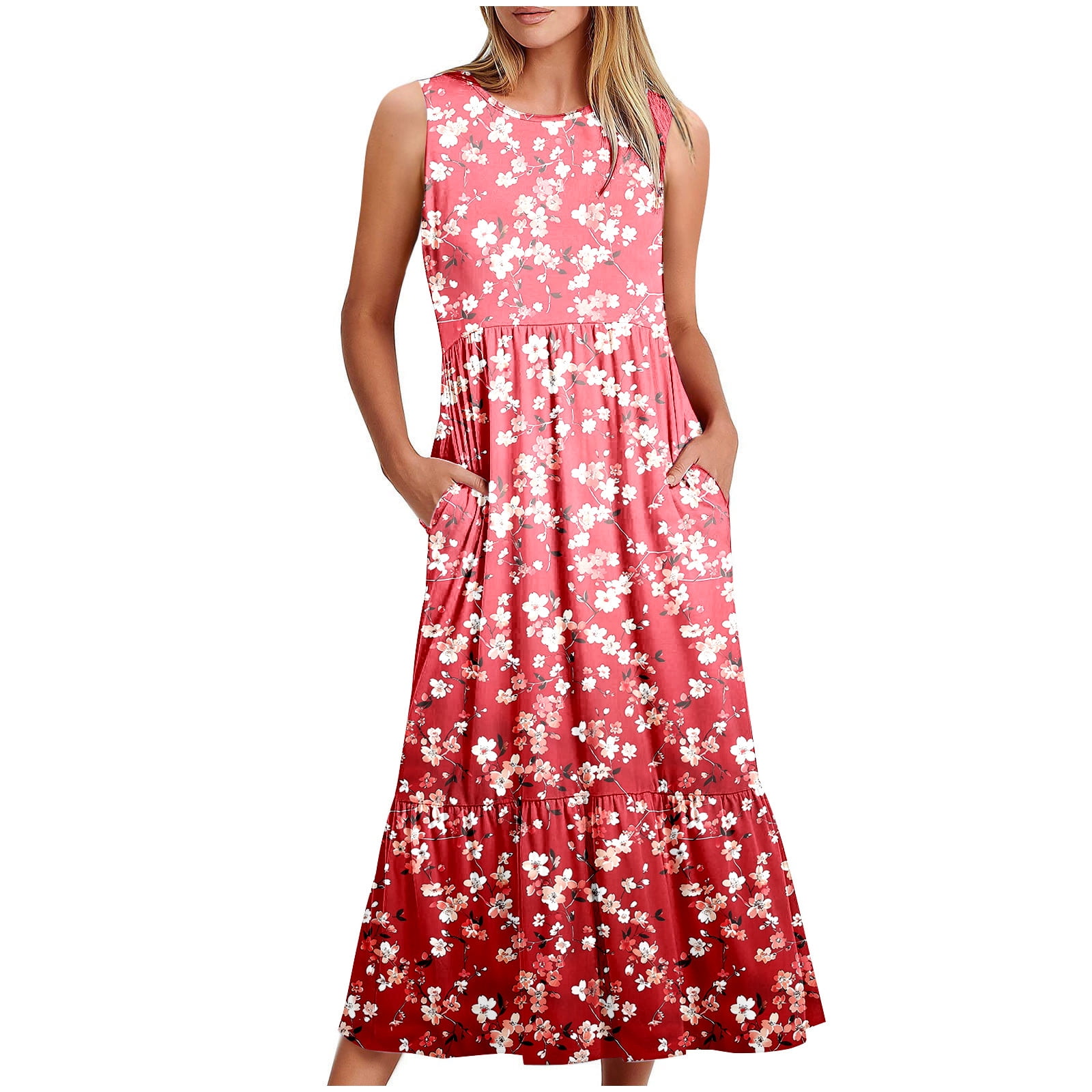 Colorful Womens Tiered Maxi Long Floral Graphic Loose Fit Dresses for ...