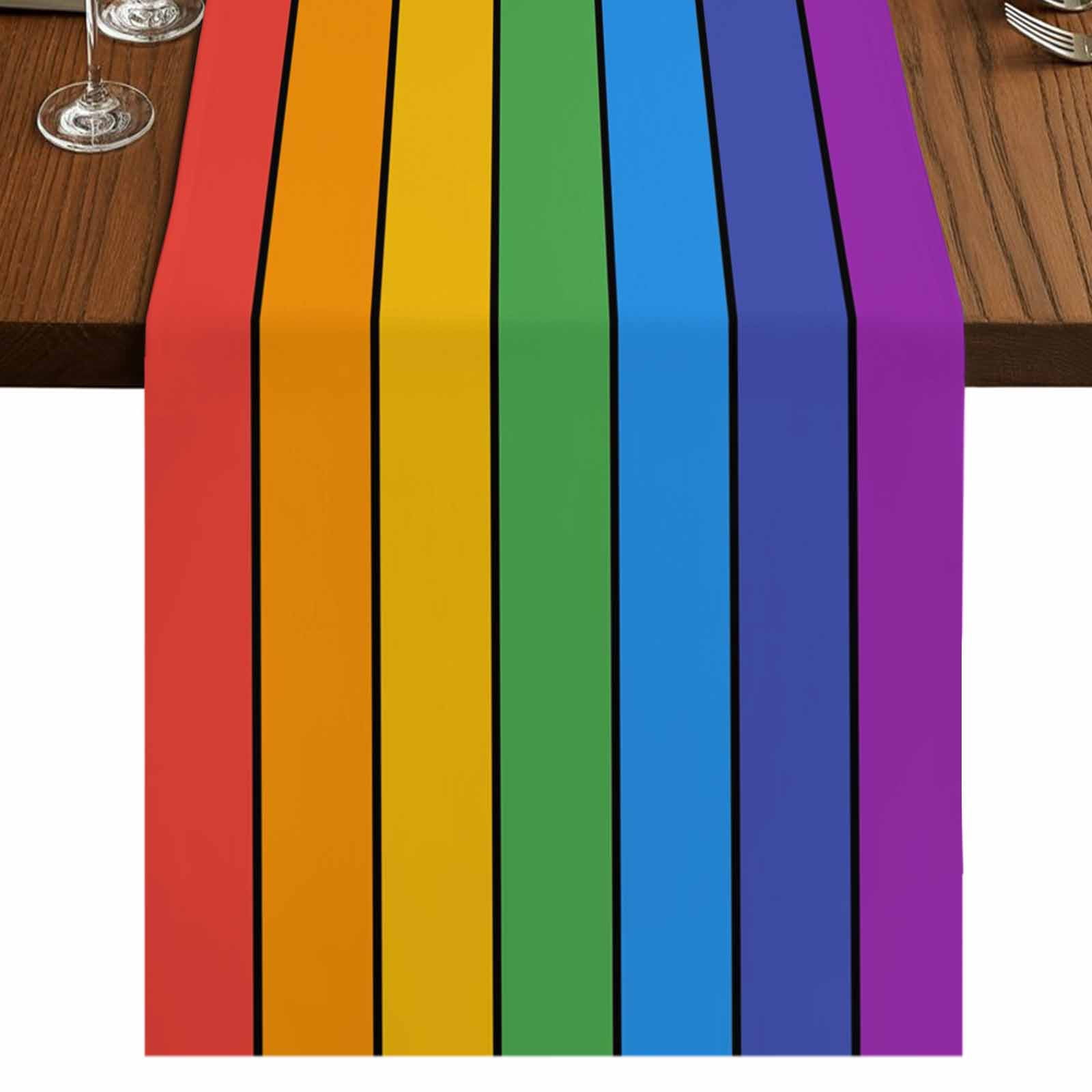 Colorful Wood Plank Burlap Cotton Table Runner 13x60 Inches Long ...