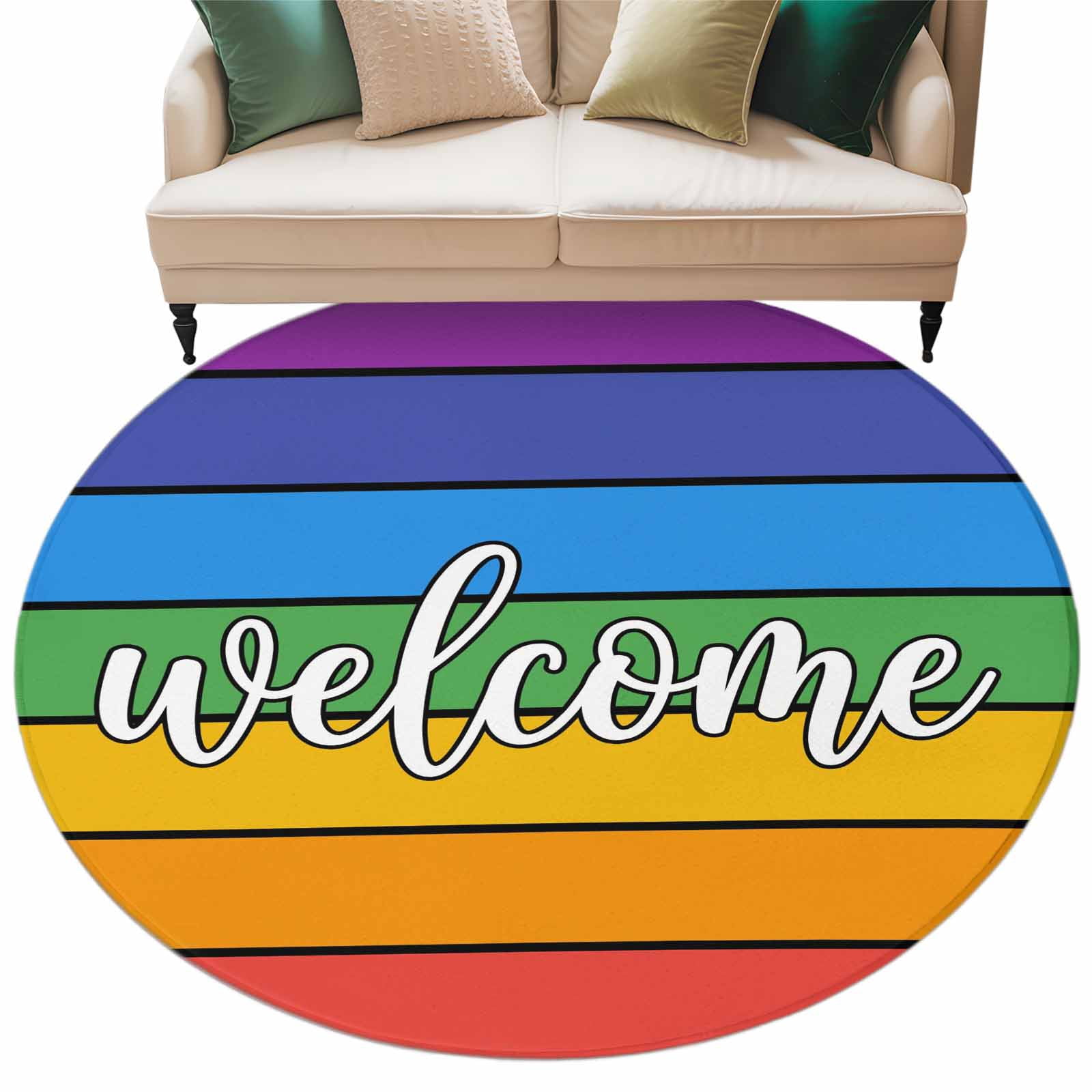 Colorful Wood Plank Round Rug 6ft Washable Circle Kitchen Rugs Non Slip ...