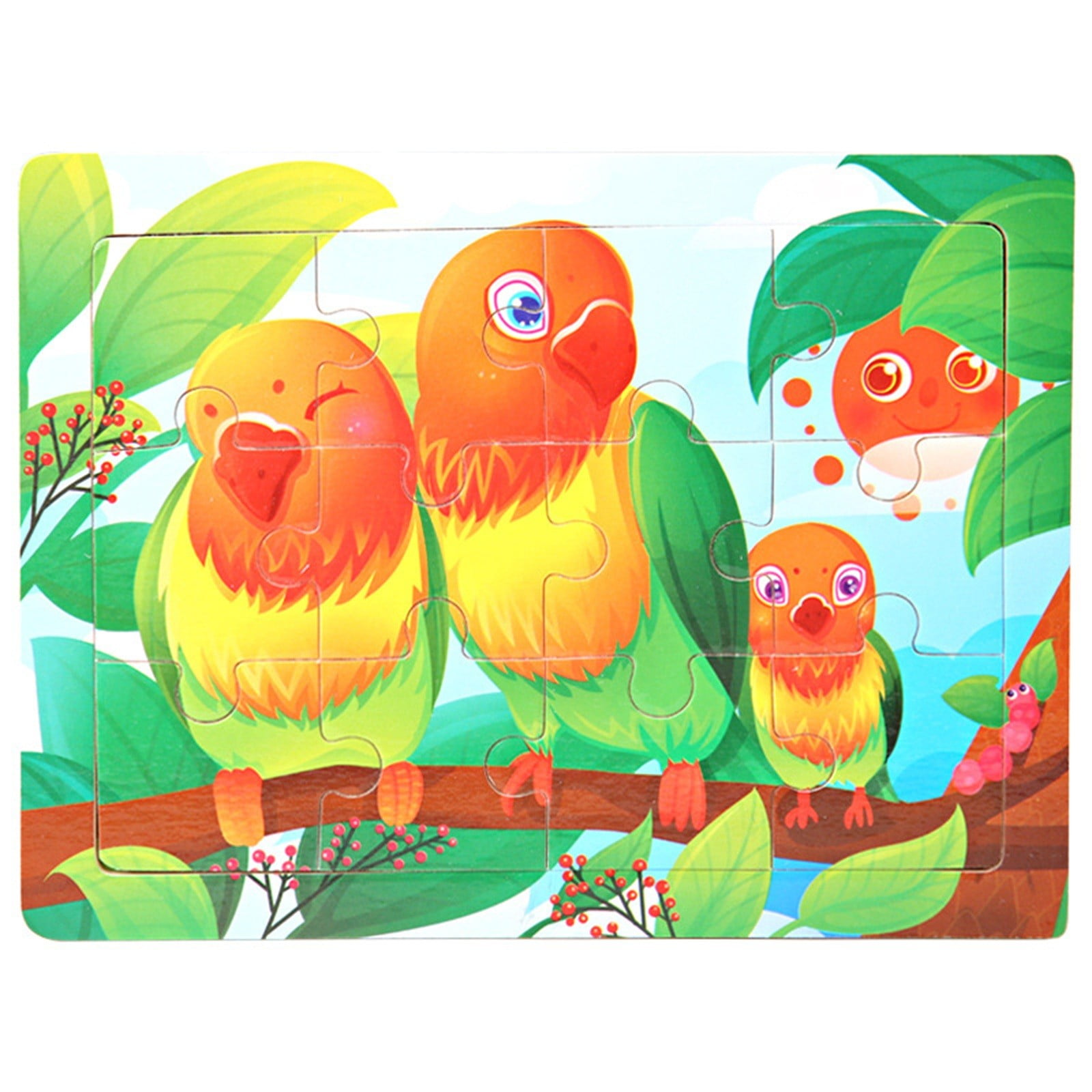 Colorful Wooden Animal Jigsaw Puzzle for Toddlers Age 3-7 | 12-Piece ...