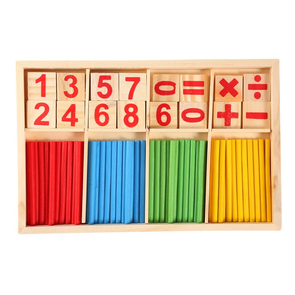 Colorful Wooden Baby Preschool Math Educational Toys Building Blocks ...