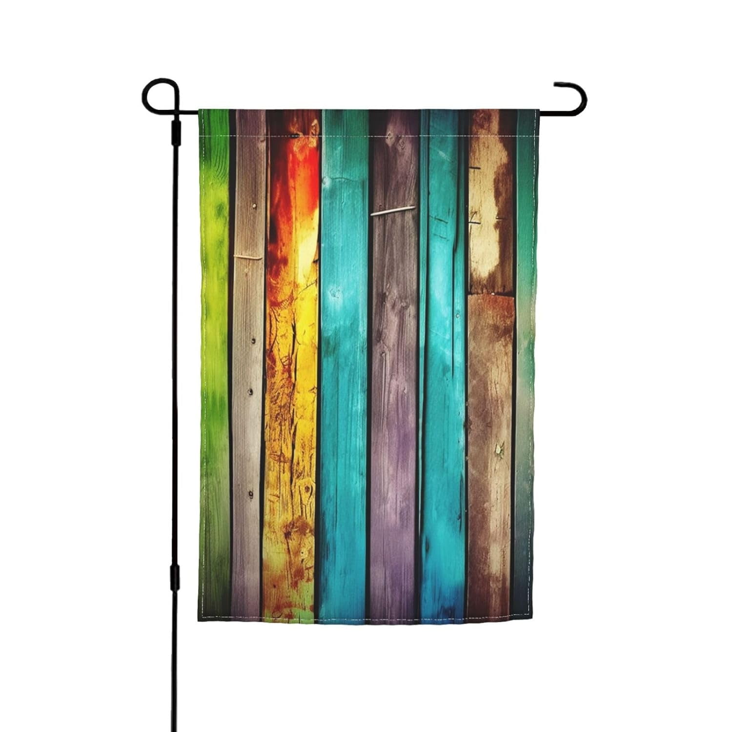 Colorful Wooden Boards Flag Double Sided Garden Flag Welcome Spring ...
