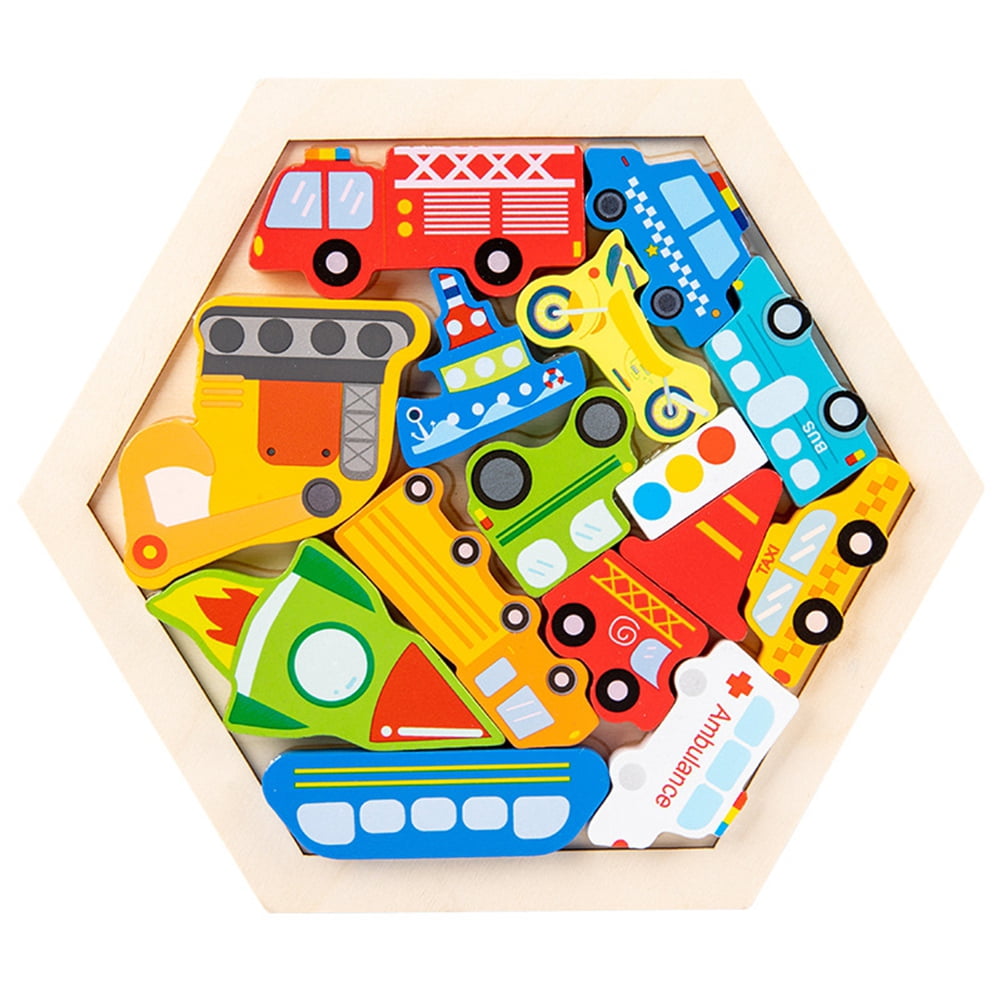 Colorful Wooden Creature Puzzle Blocks 3D Educational Building Toy for ...