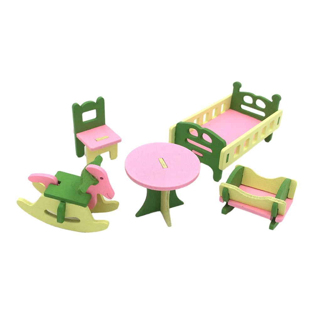 Colorful Wooden Doll House Furniture Room Set, Wood Miniature GXT P0U3 ...
