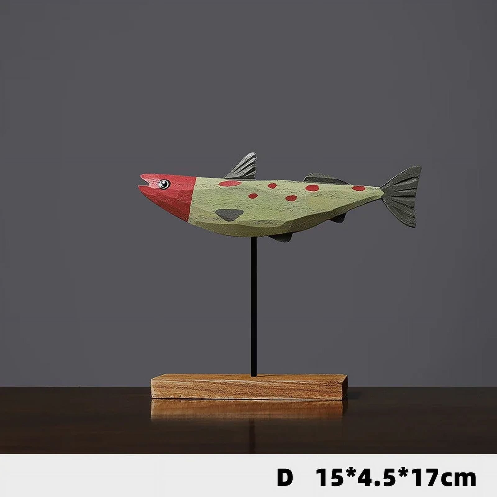 Colorful Wooden Fish Statue Nordic Home Decor Items Fish Sculptures ...